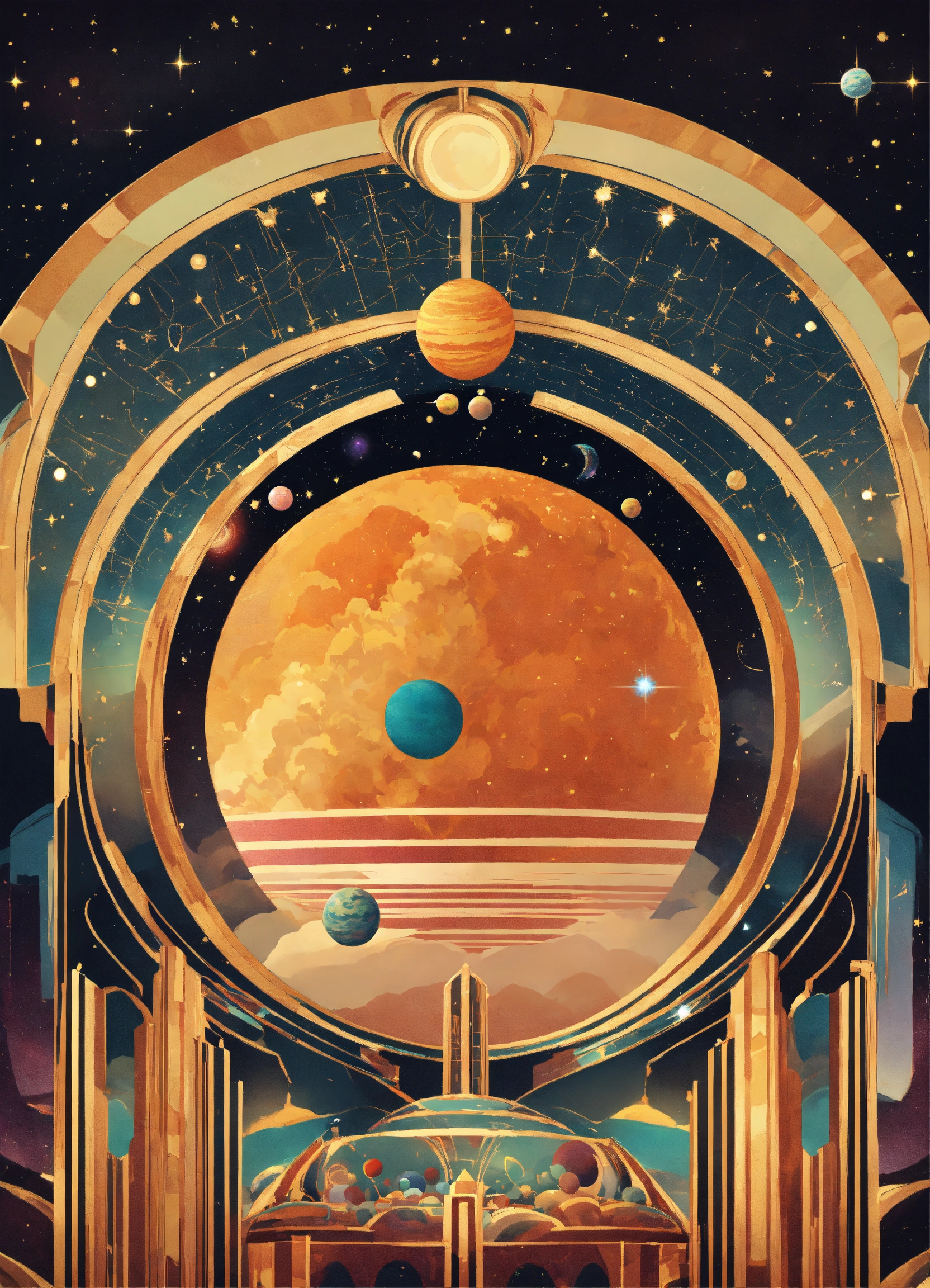 Lexica - Cosmic space, art deco style