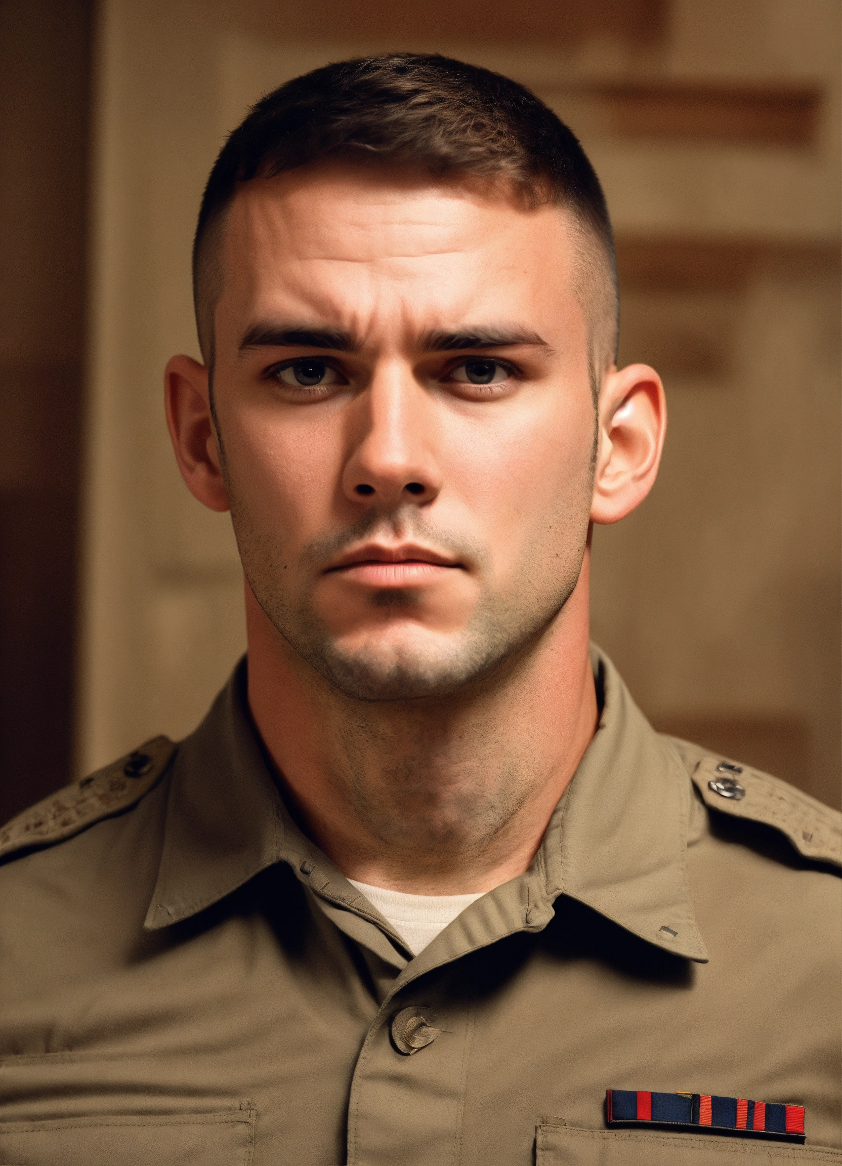 Lexica - Scared man, US Marine, FRONT VIEW, casual clothes, arms ...