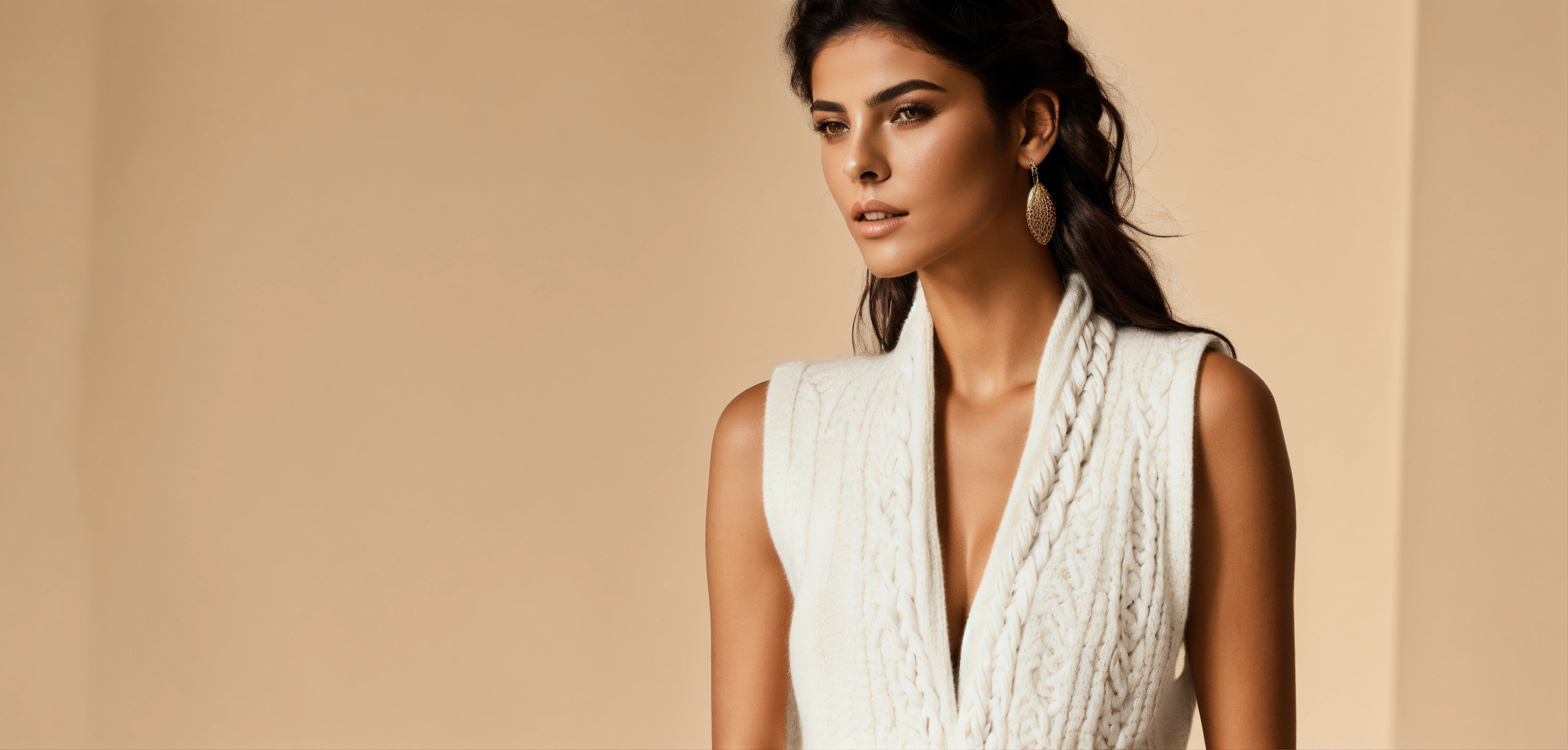 Lexica - A Middle Eastern woman wearing a white sweater vest and pants ...
