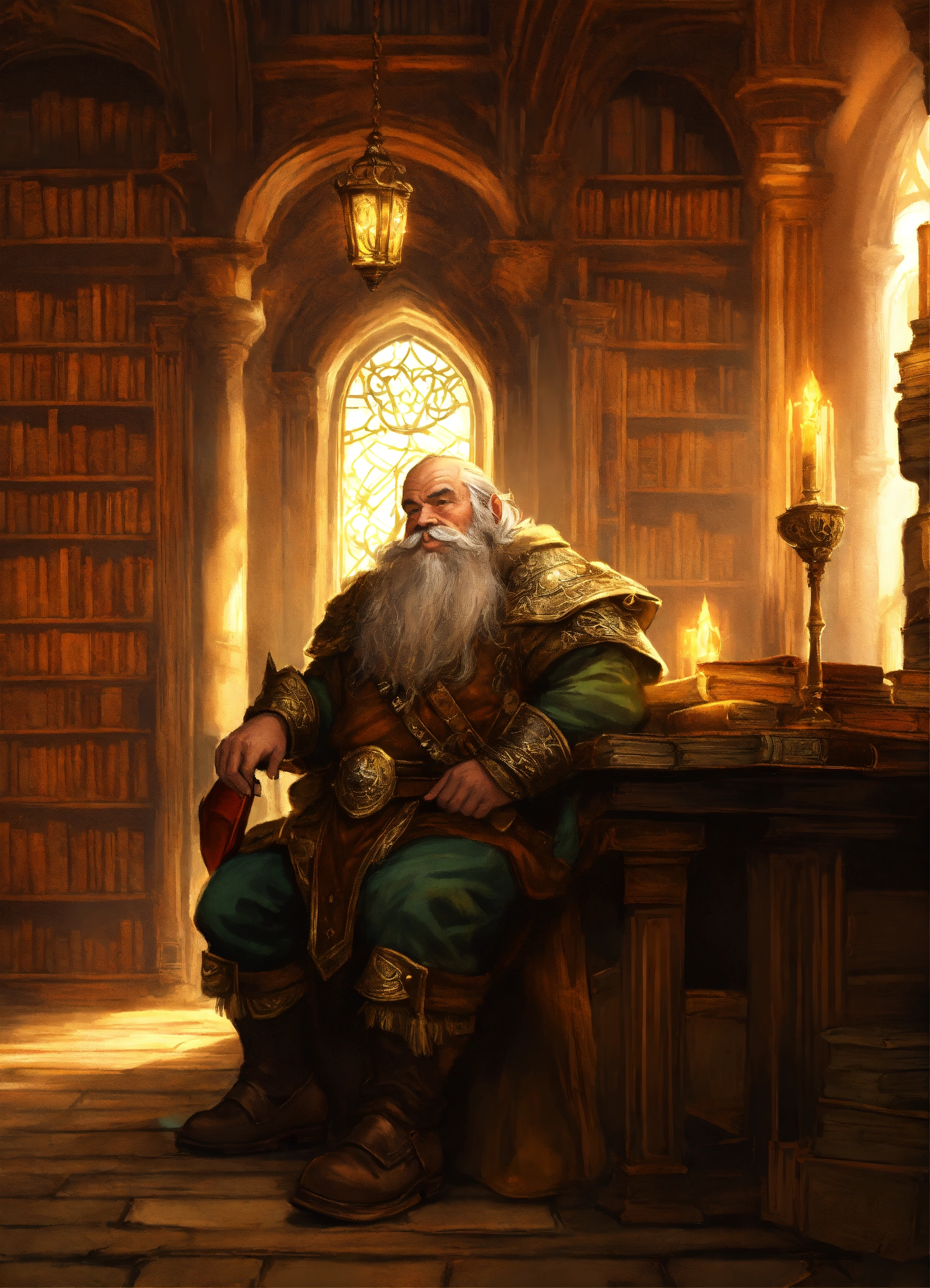 Lexica - Fantasy, old dwarf, palace library