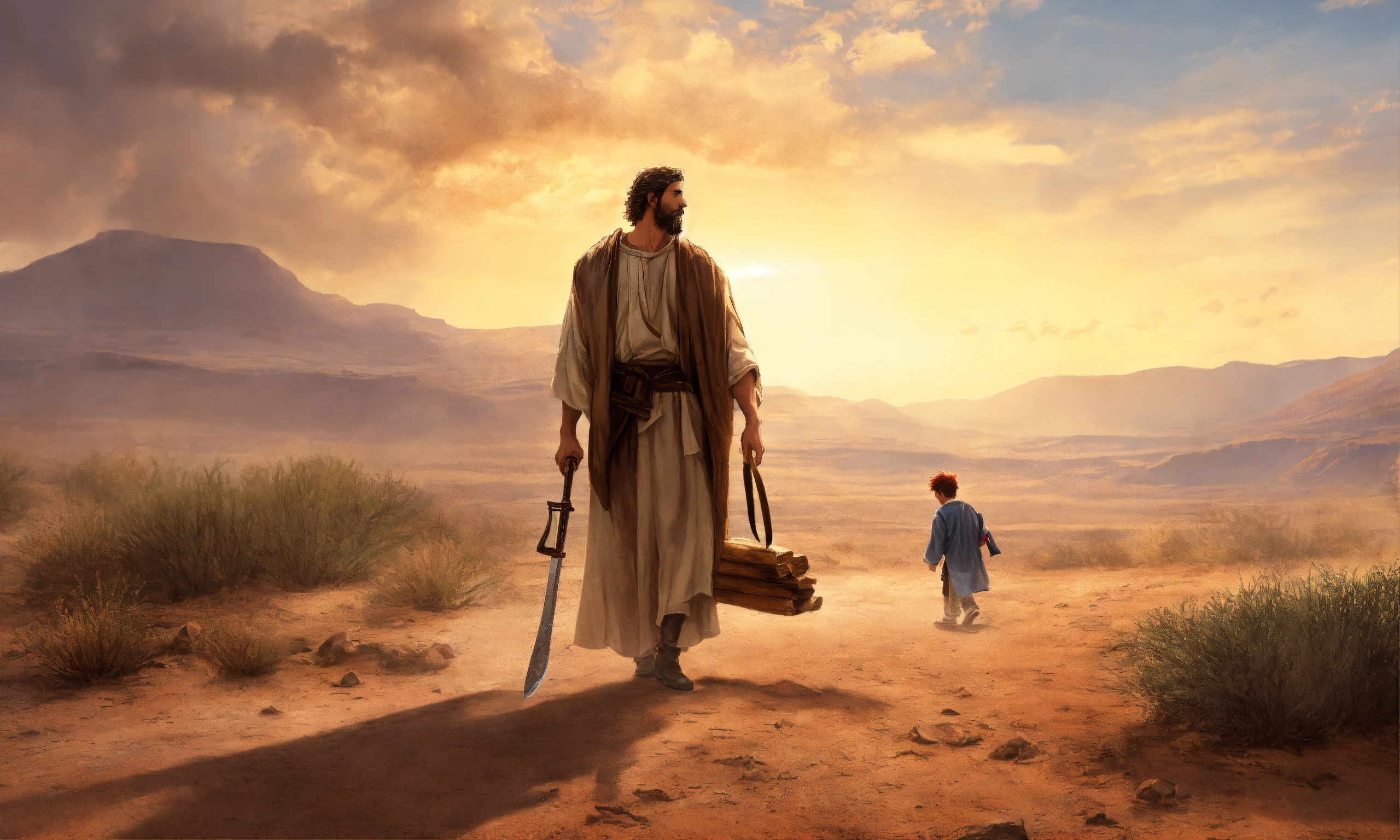 Lexica - Realistic Abraham from the Bible, realistic, with a knife on ...