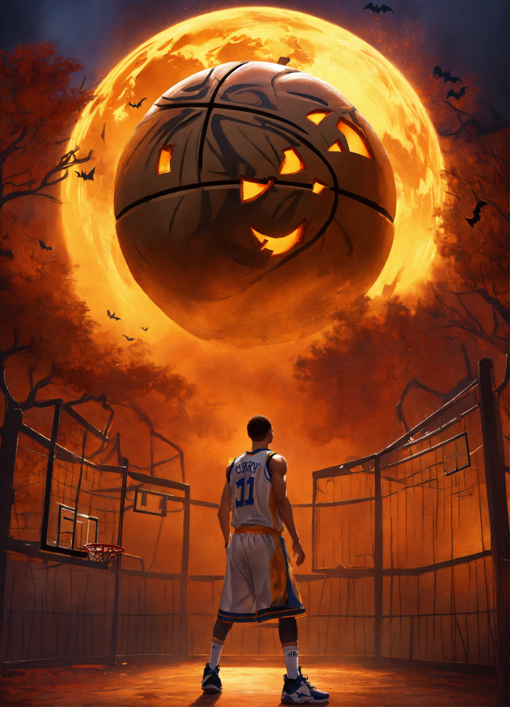Lexica - Stephen Curry steps onto the eerie Halloween theme, moonlit ...