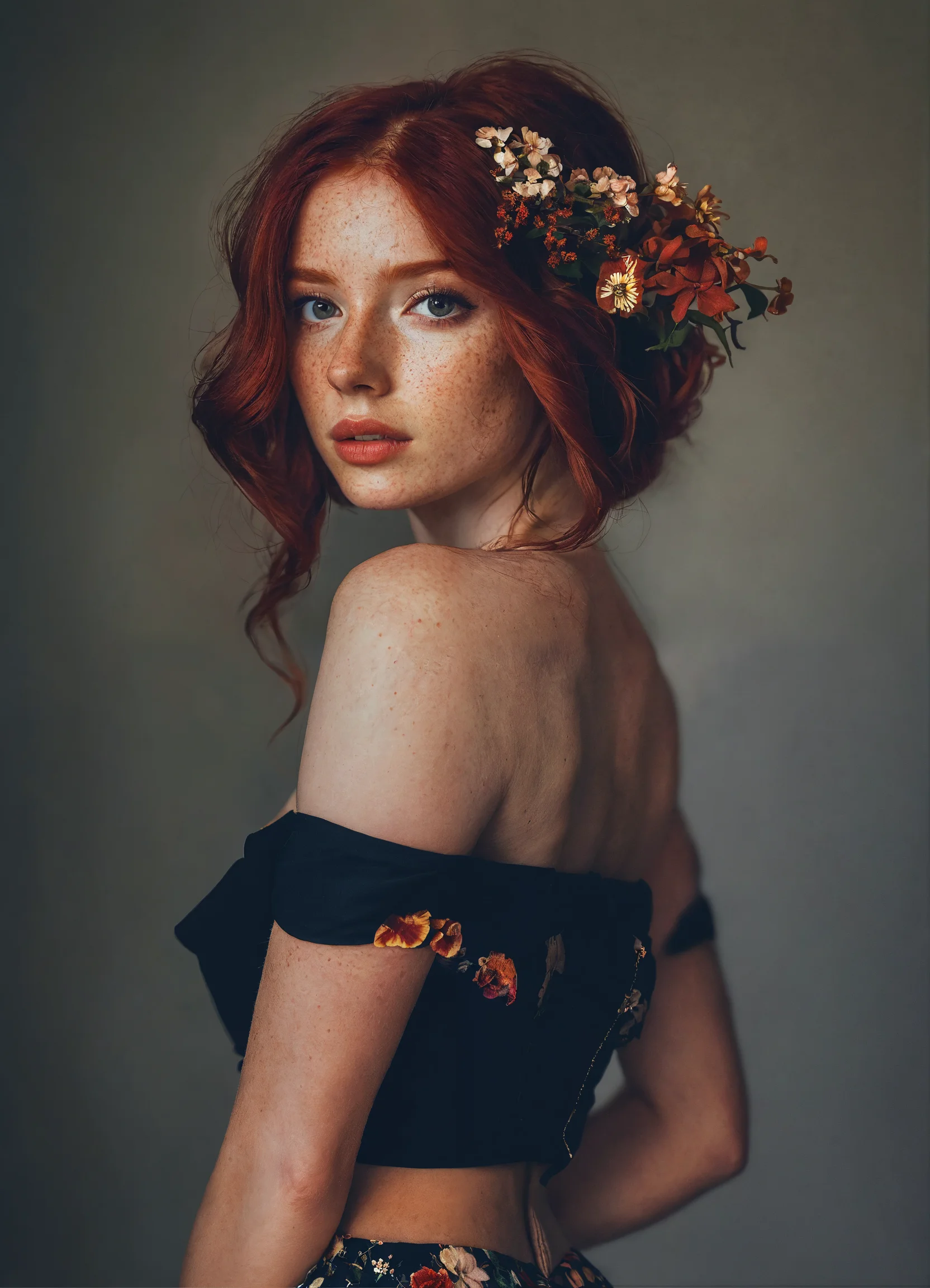 Lexica Stunning Floral Redhead Photo 8k