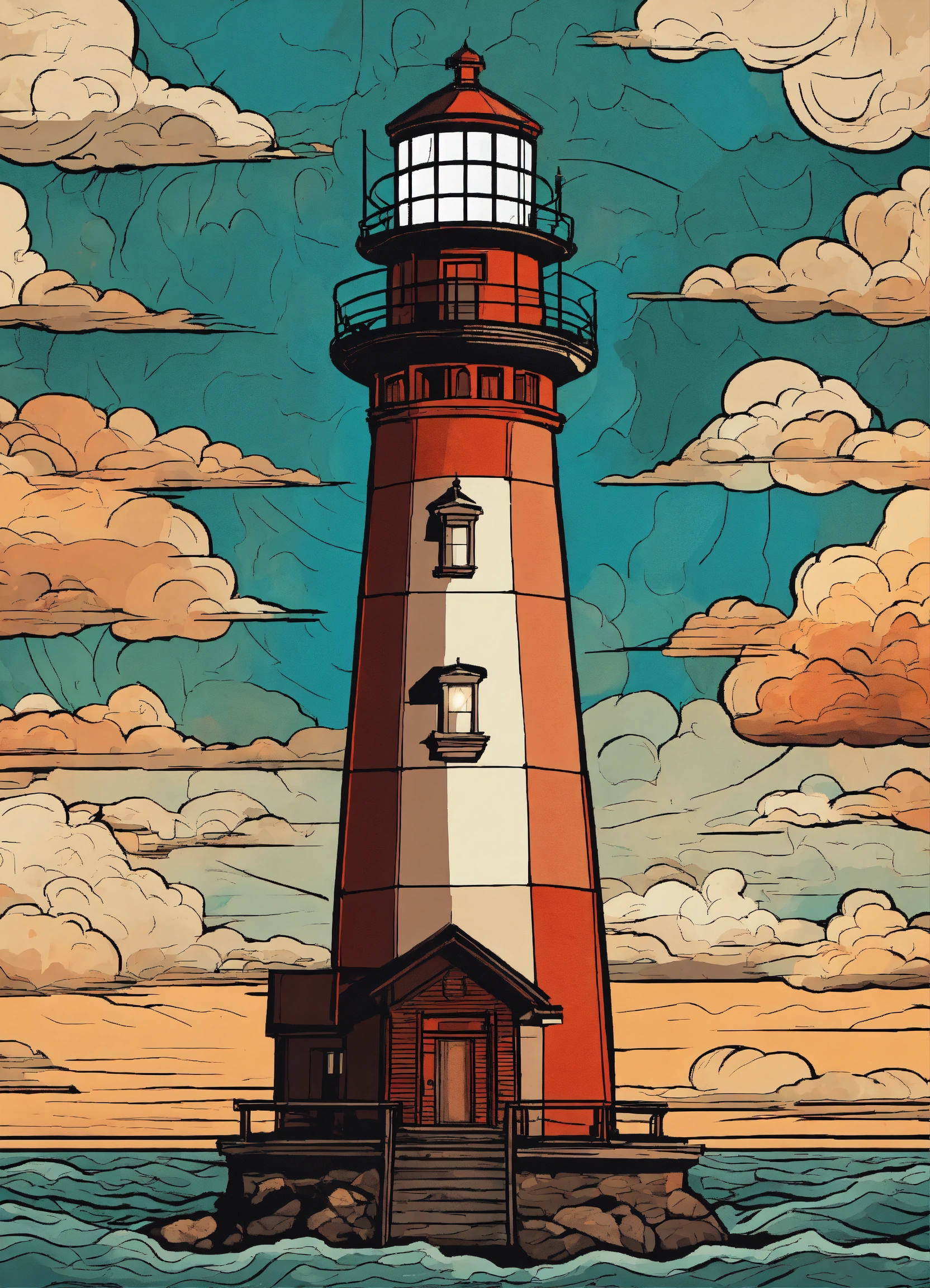Lexica - Centered image, ultra detailed illustration of a lighthouse ...