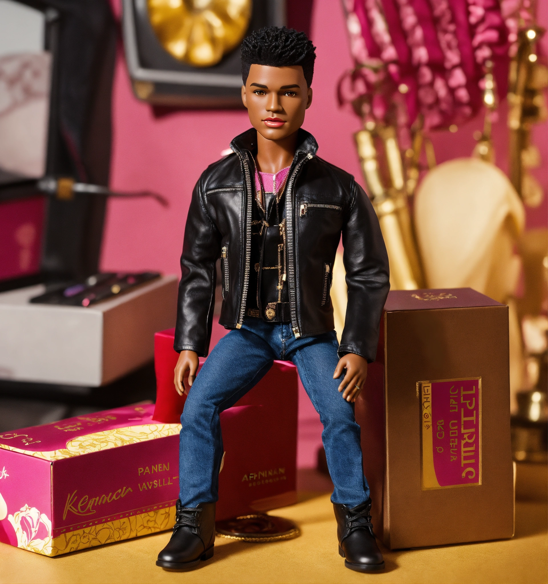 Lexica - Design the packaging for a Ken doll in a stylish, black ...