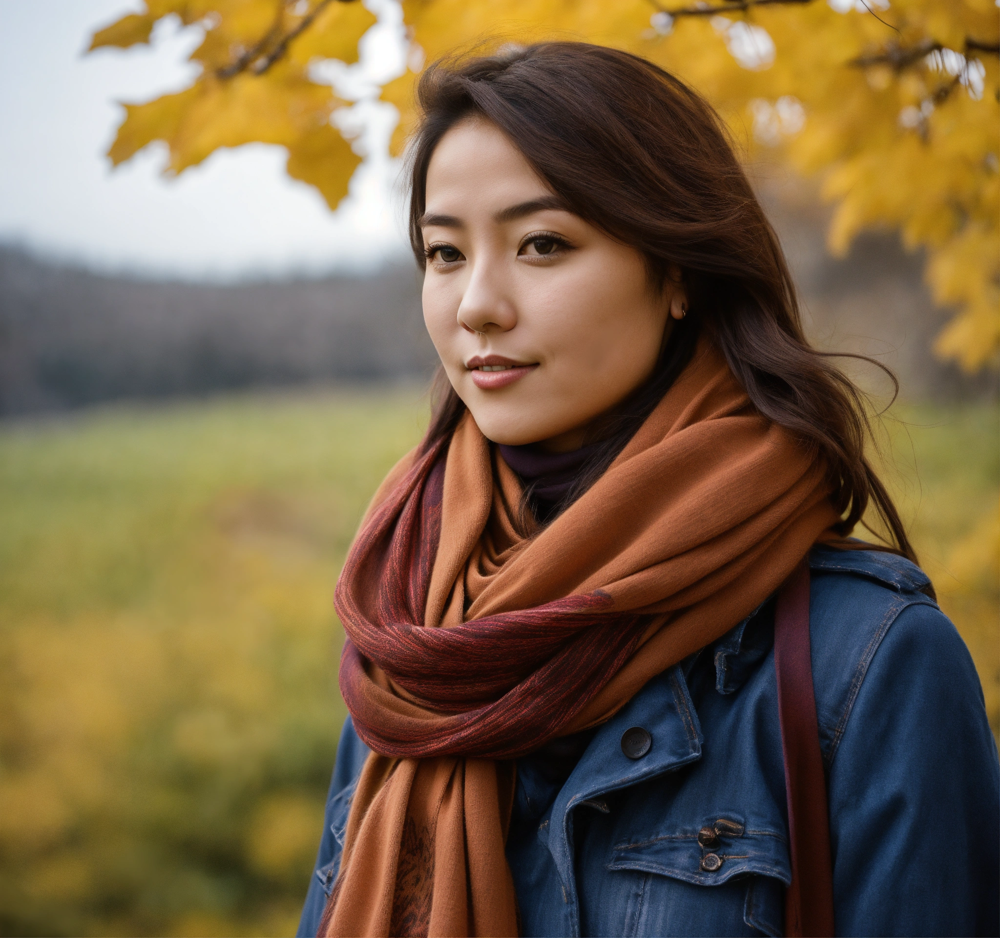 Lexica - Full body The soul of a girl about 30 years who wears long scarf