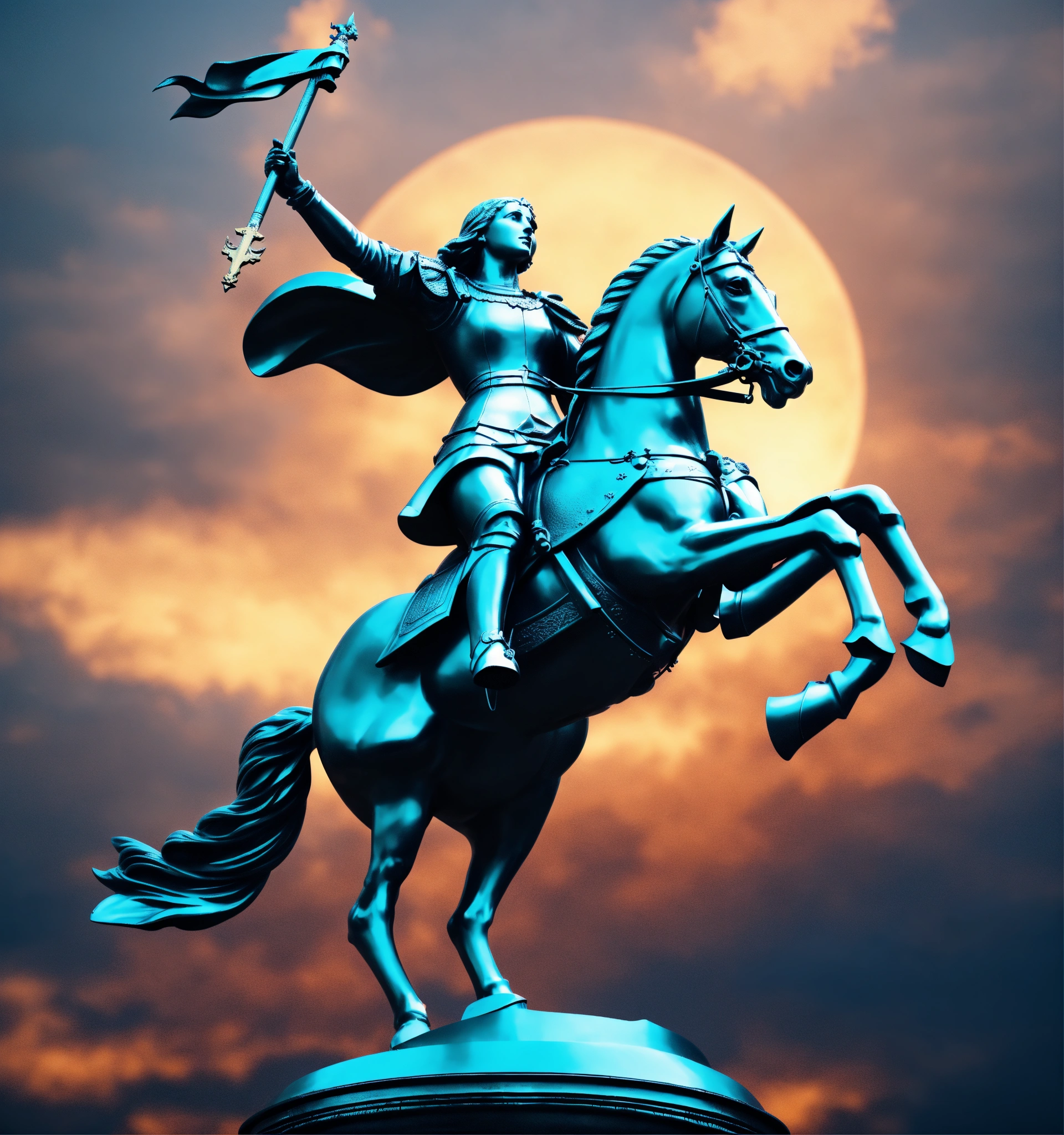 Lexica - A statue of Joan of Arc flying in the sky, sharp image, great ...