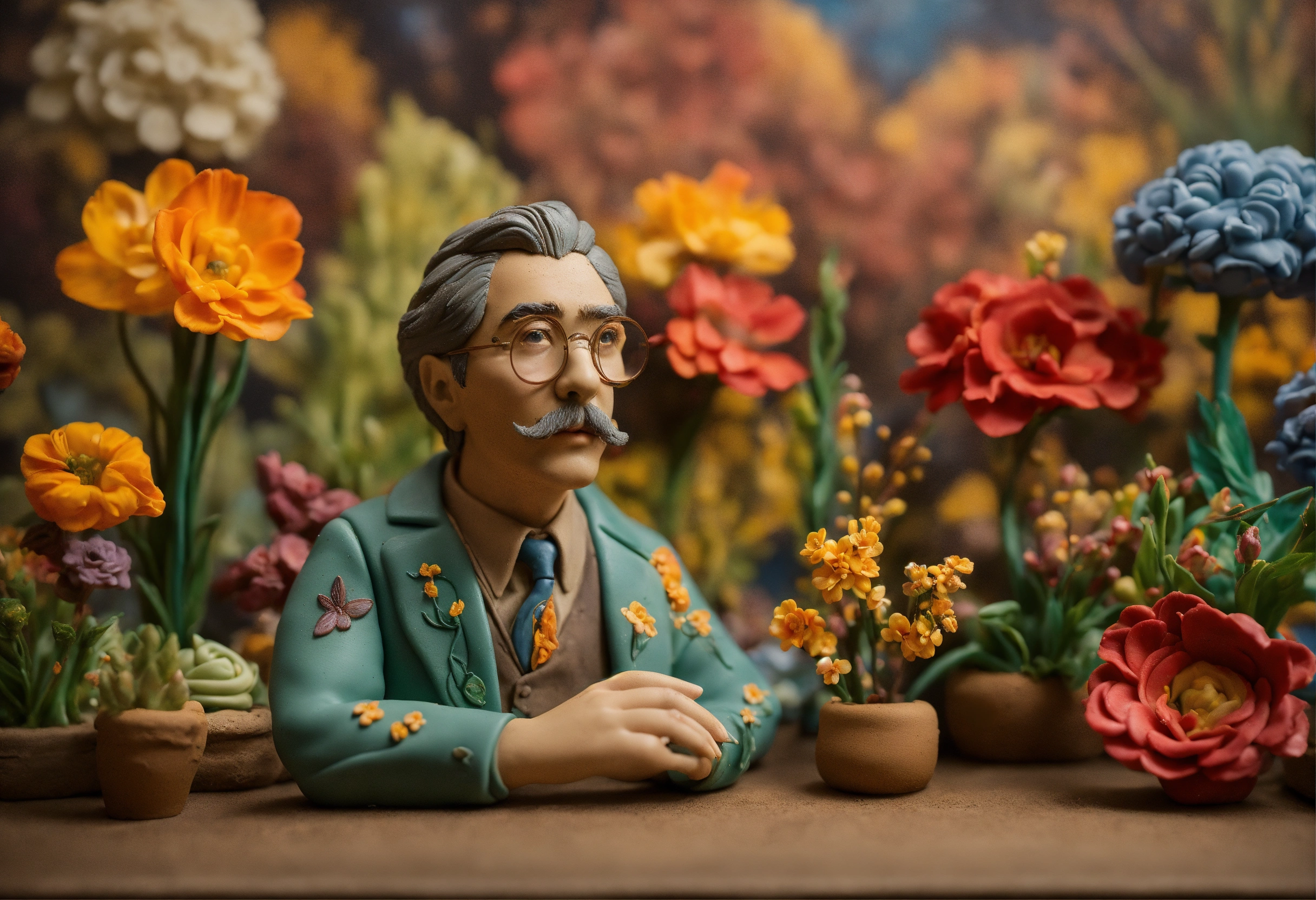 Lexica - Hand-made modeling clay, wide view, floral-inspired, harry ...