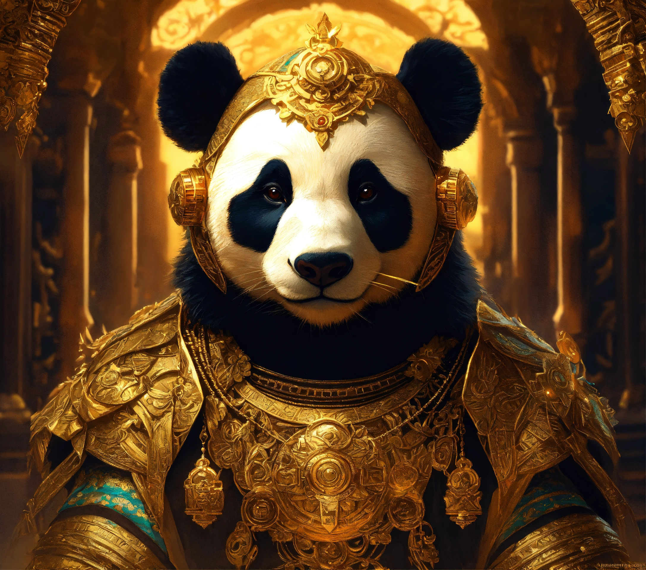 Lexica - Epic professional digital art of tribal panda bear, radiant ...