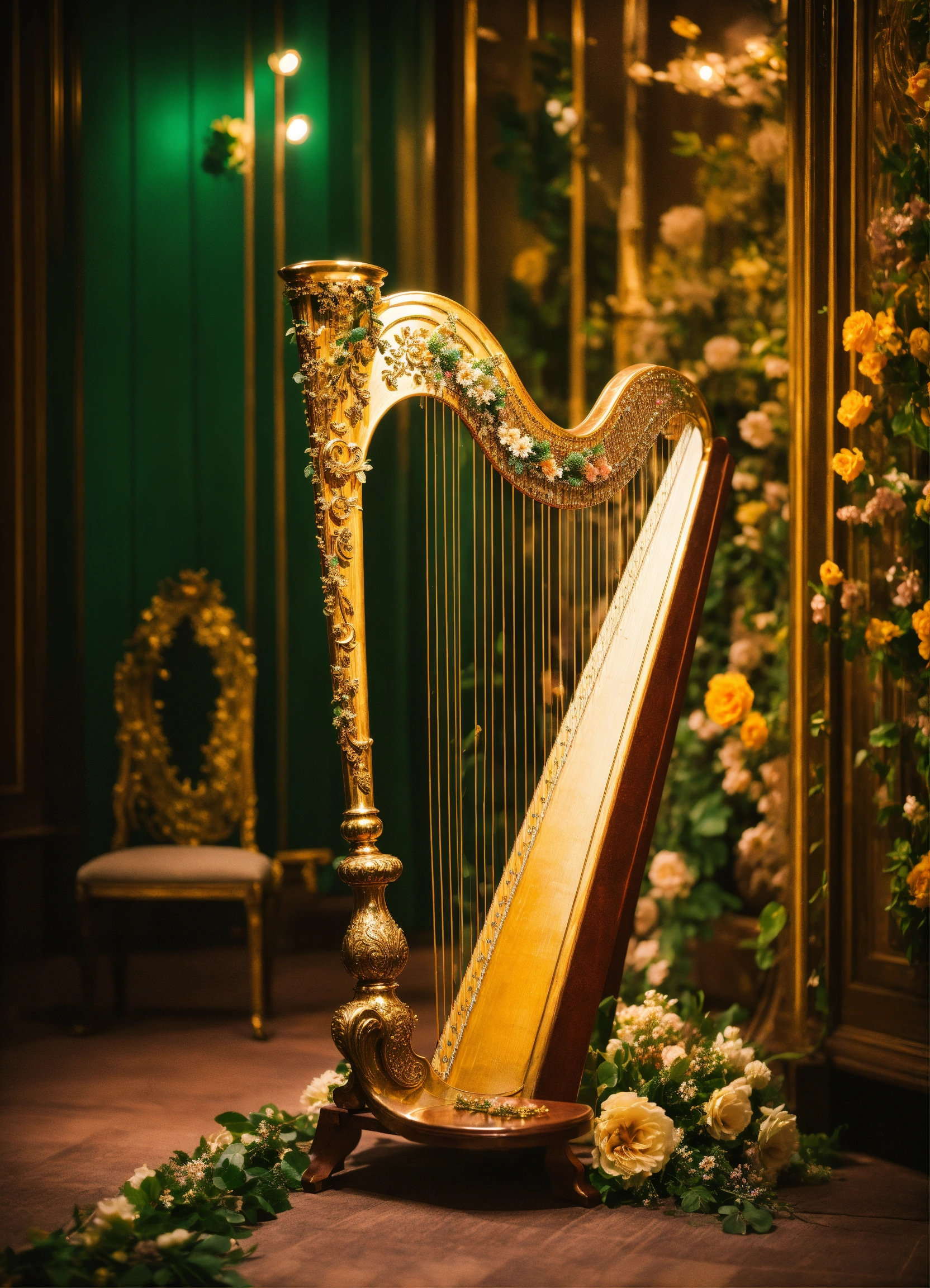 Lexica - An antique harp decorated all around with three-dimensional ...