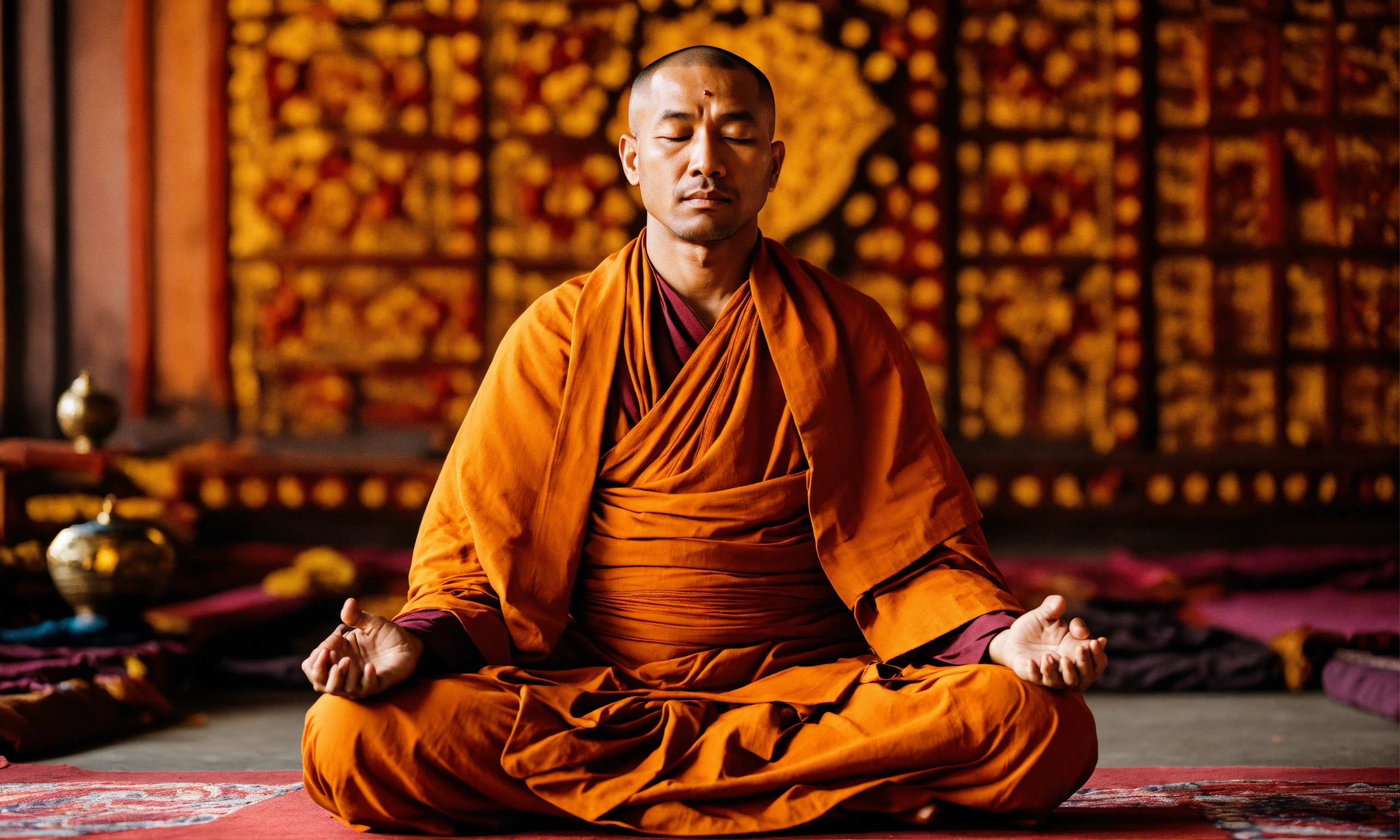 Lexica - Monk sitting in meditation while folding hands in namaste