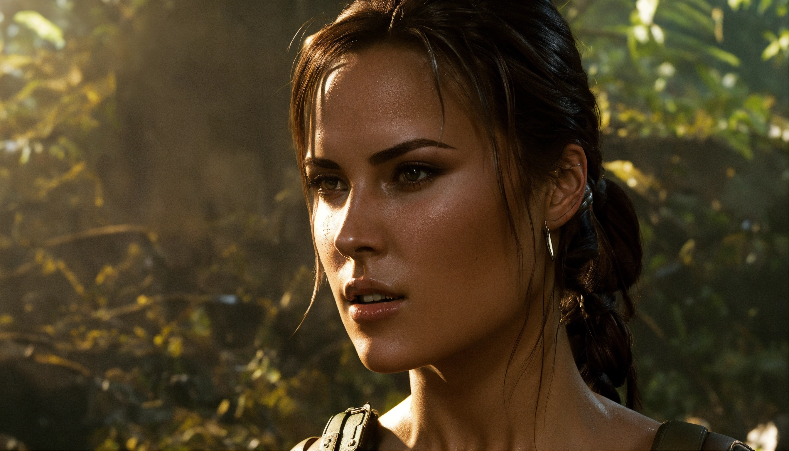 Lexica - Produce me an image of Lara Croft in fighting action, movie ...