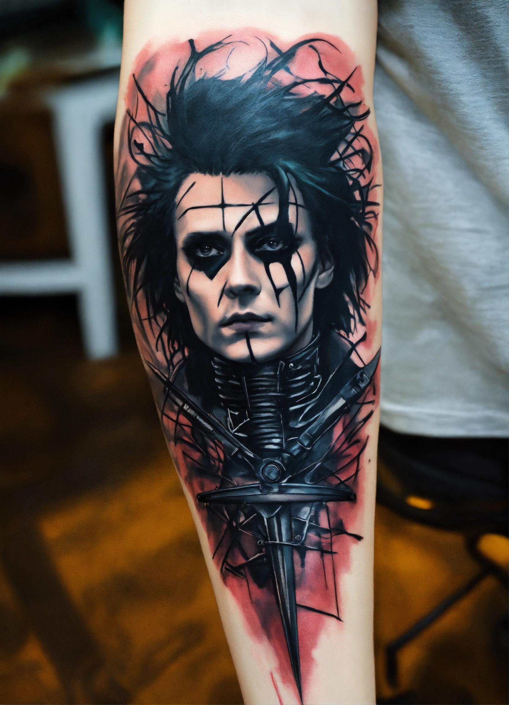 Lexica - Edward Scissorhands black grey Abstract arm tattoo