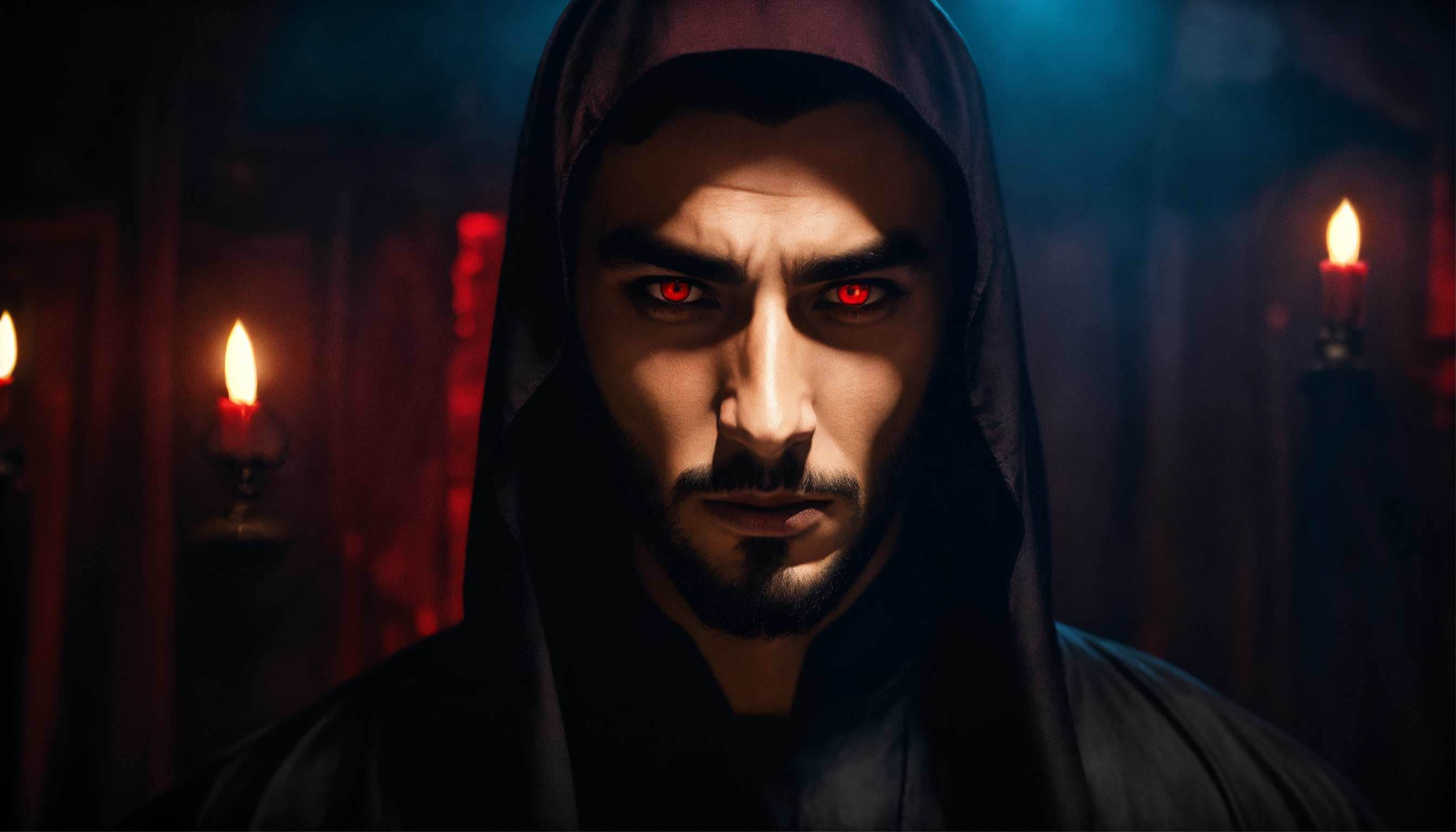 Lexica - Sinister and dramatic portrait of a young handsome Arabic evil ...