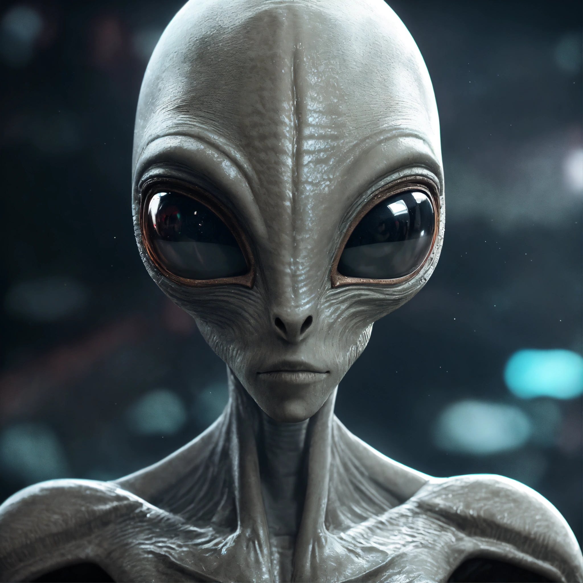 Lexica - A portrait photograph of a classic grey alien with big eyes ...