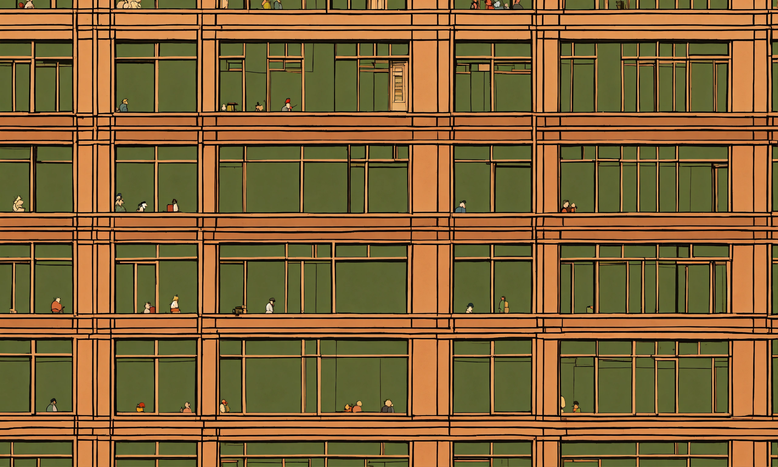 Lexica - Some people look over tall building windows, rural china ...