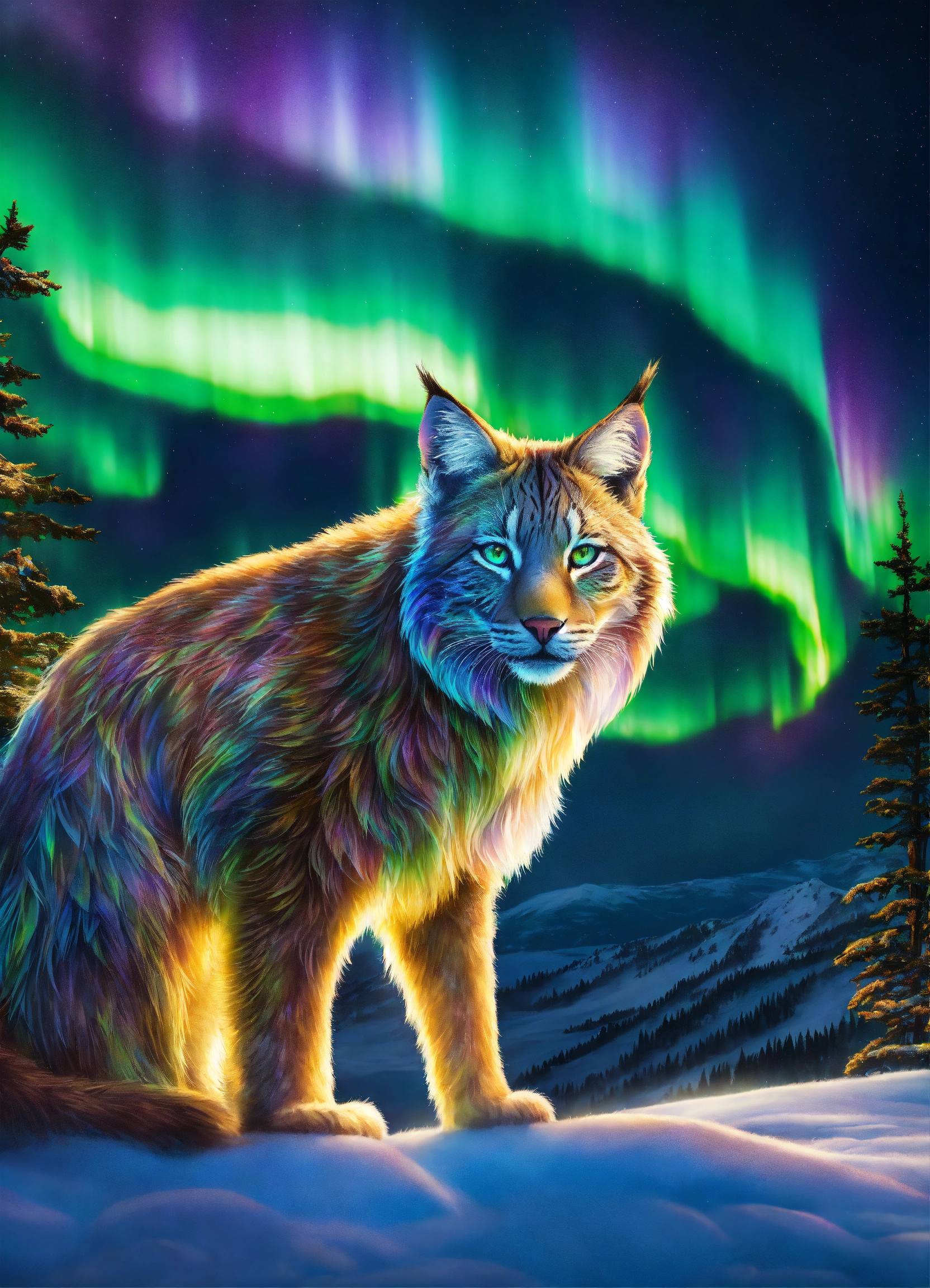 Lexica - Aurora Lynx The Aurora Lynx's fur is portrayed with a level of ...