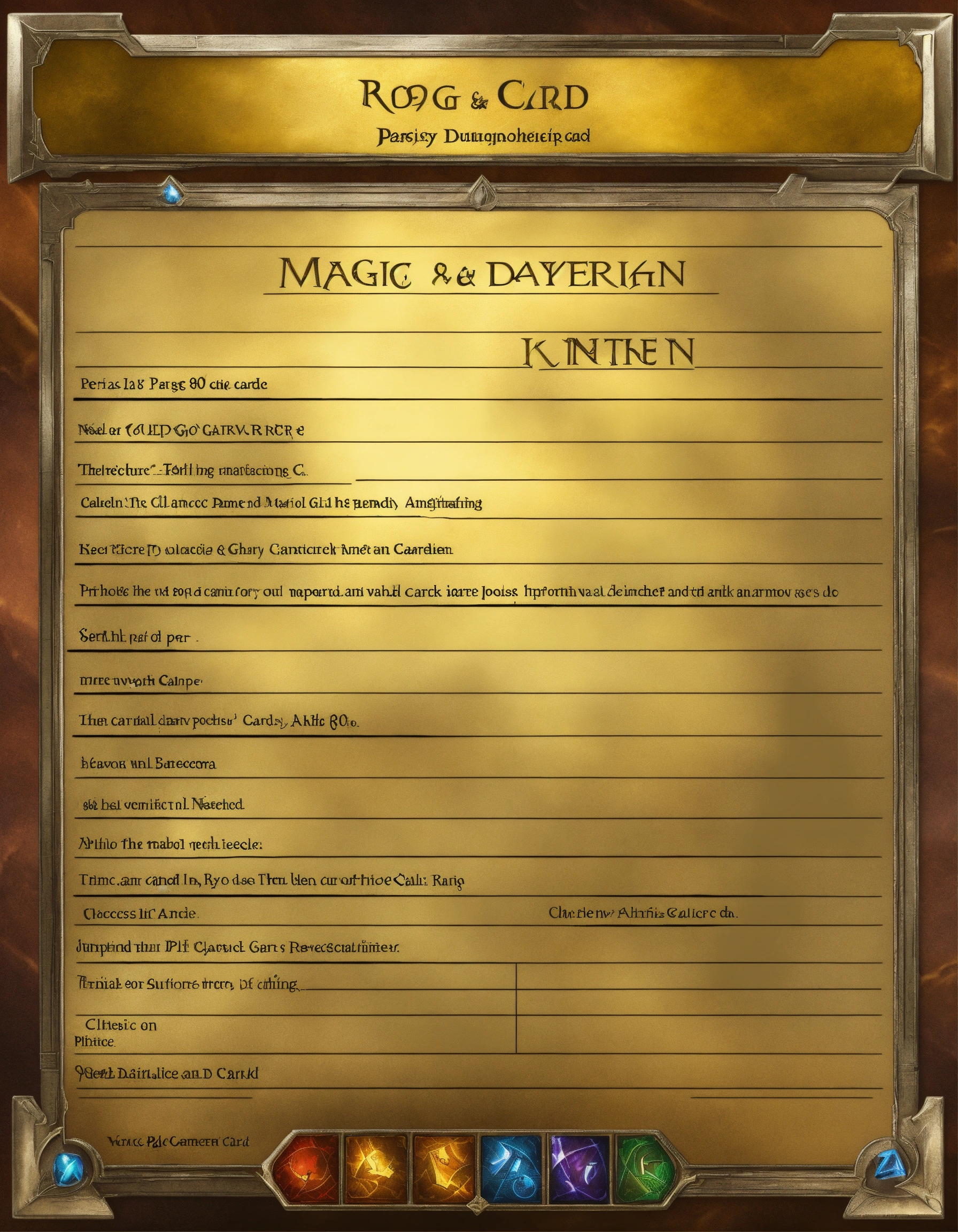 Lexica - RPG item card template, fantasy, magic, gold, magic the ...