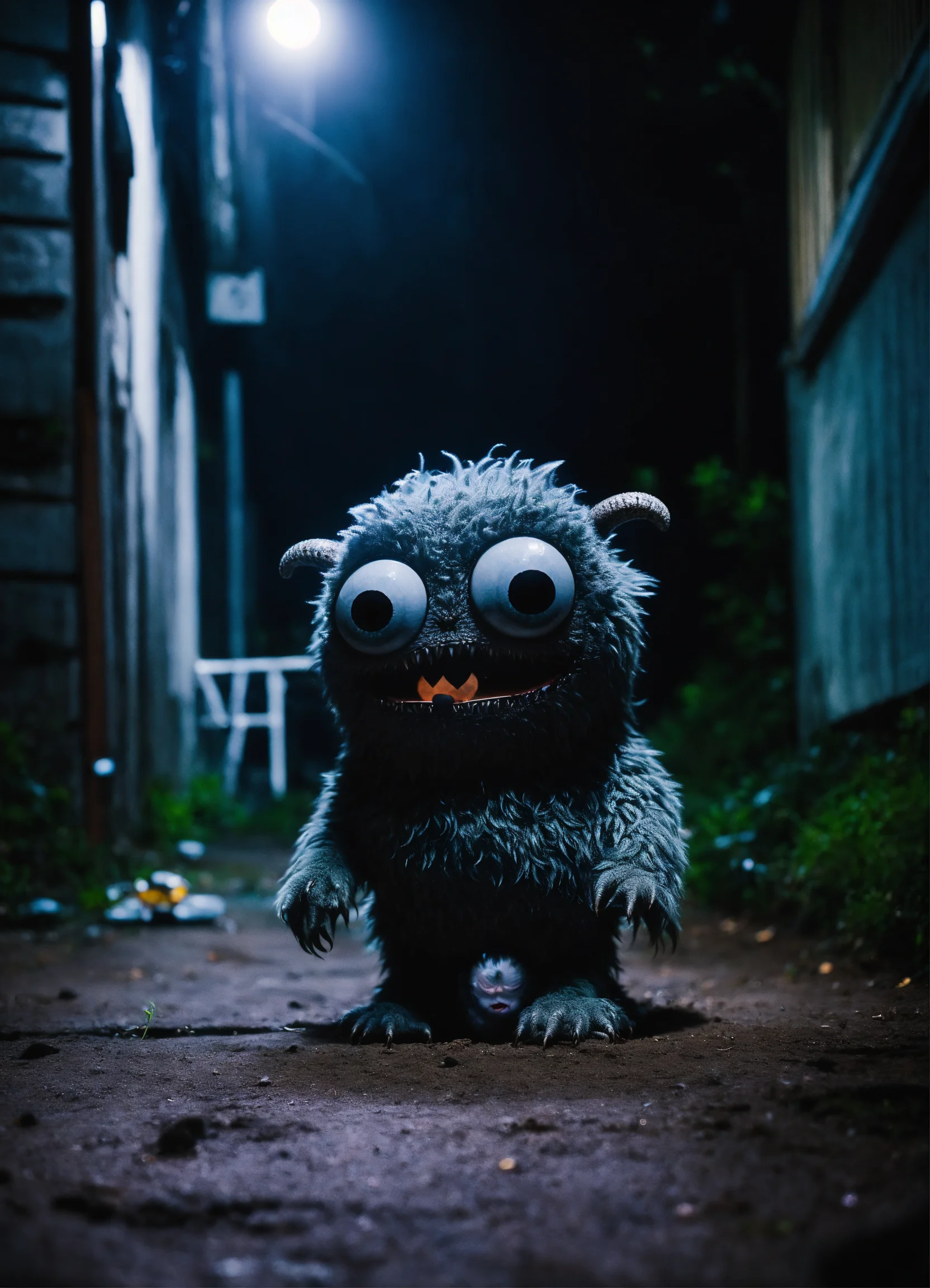 Lexica - Very cute, realistic grey monster whit many eyes standing in ...