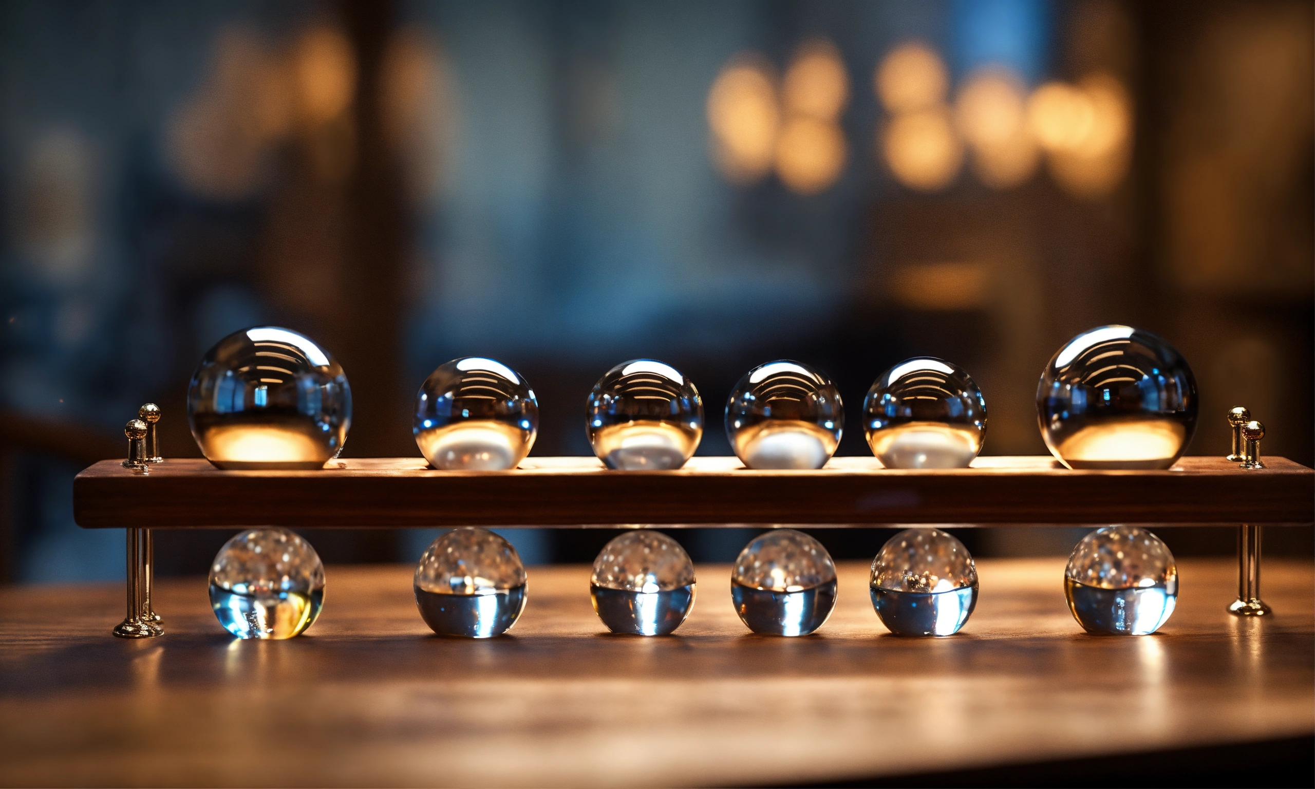 Lexica - Five crystal balancing balls newtons cradle, one pouncing ball ...