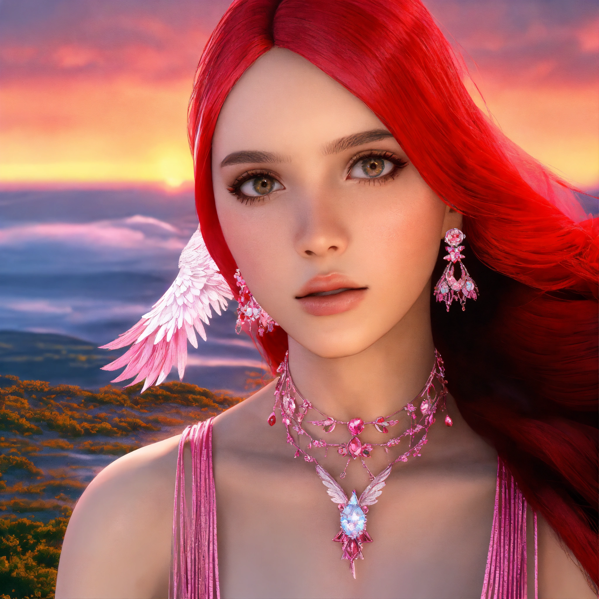 Lexica - Angel mujer hermosa y detallada con alas de angel color rosado ...