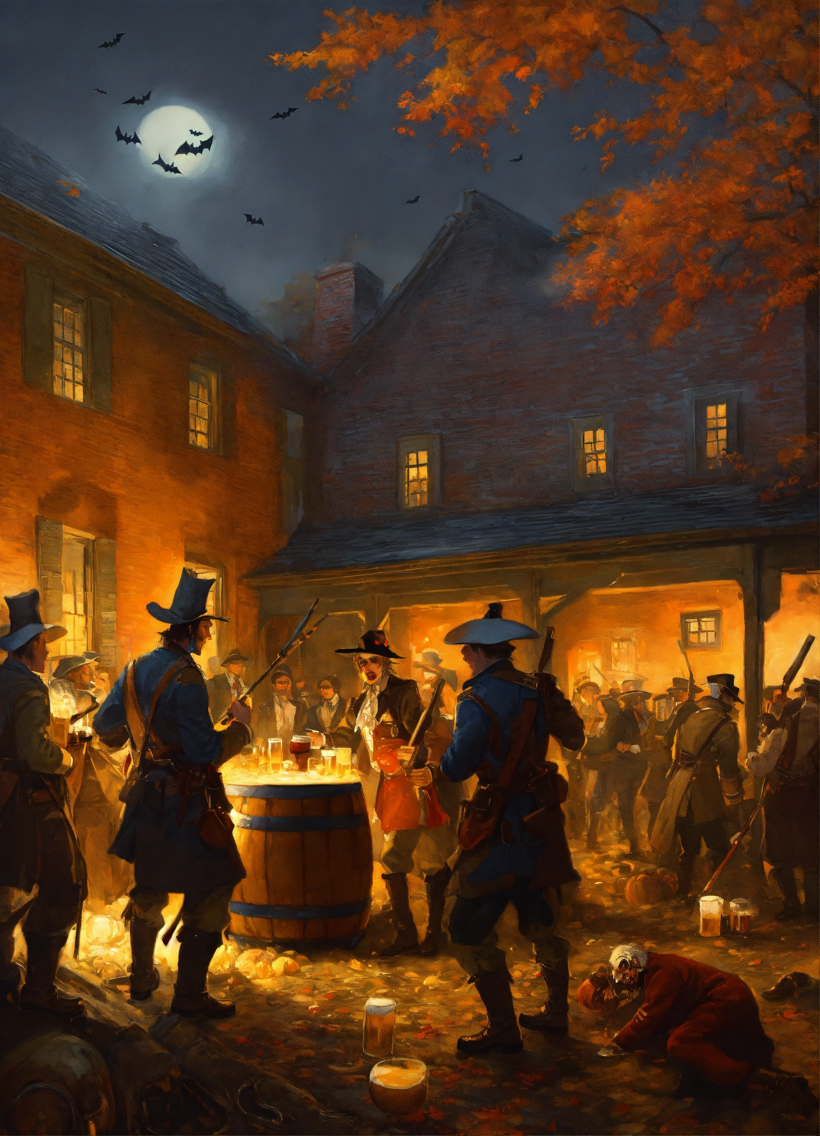 Lexica - Painting of a brewery, with beer, at a halloween party with ...