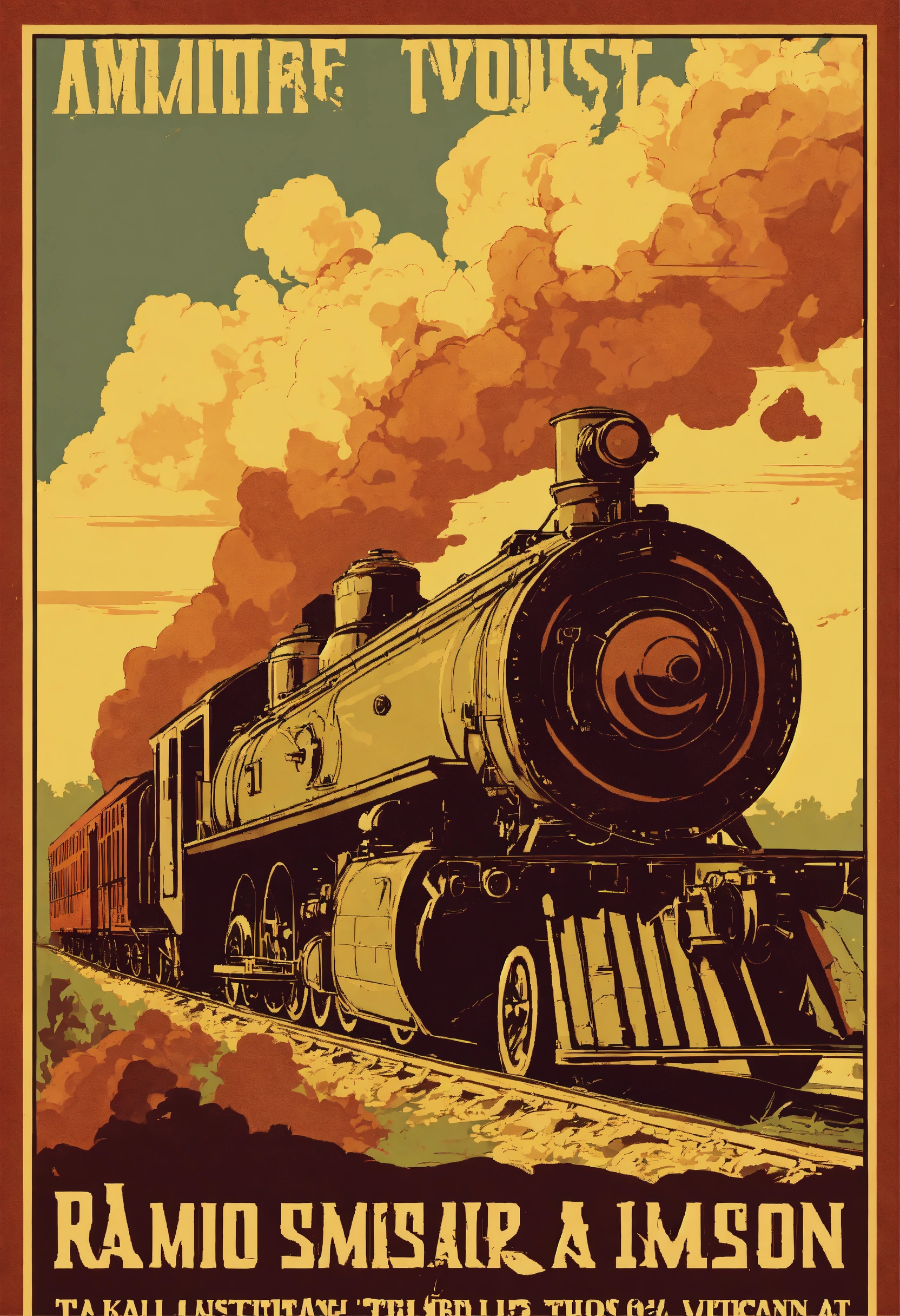Lexica - A military train with cannon vintage poster in the style of ...