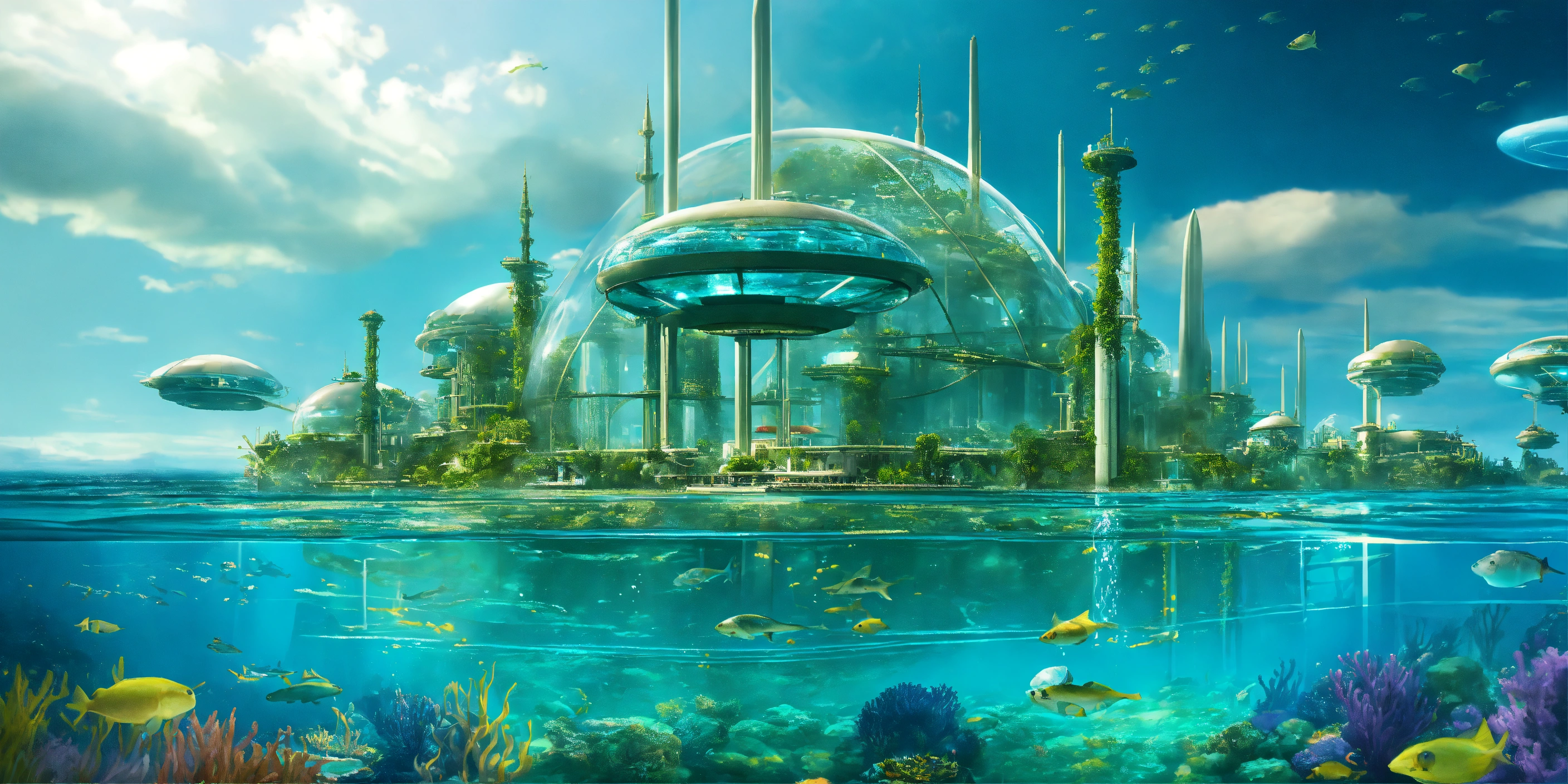 Lexica - Futuristic Underwater city with underwater plantations ...