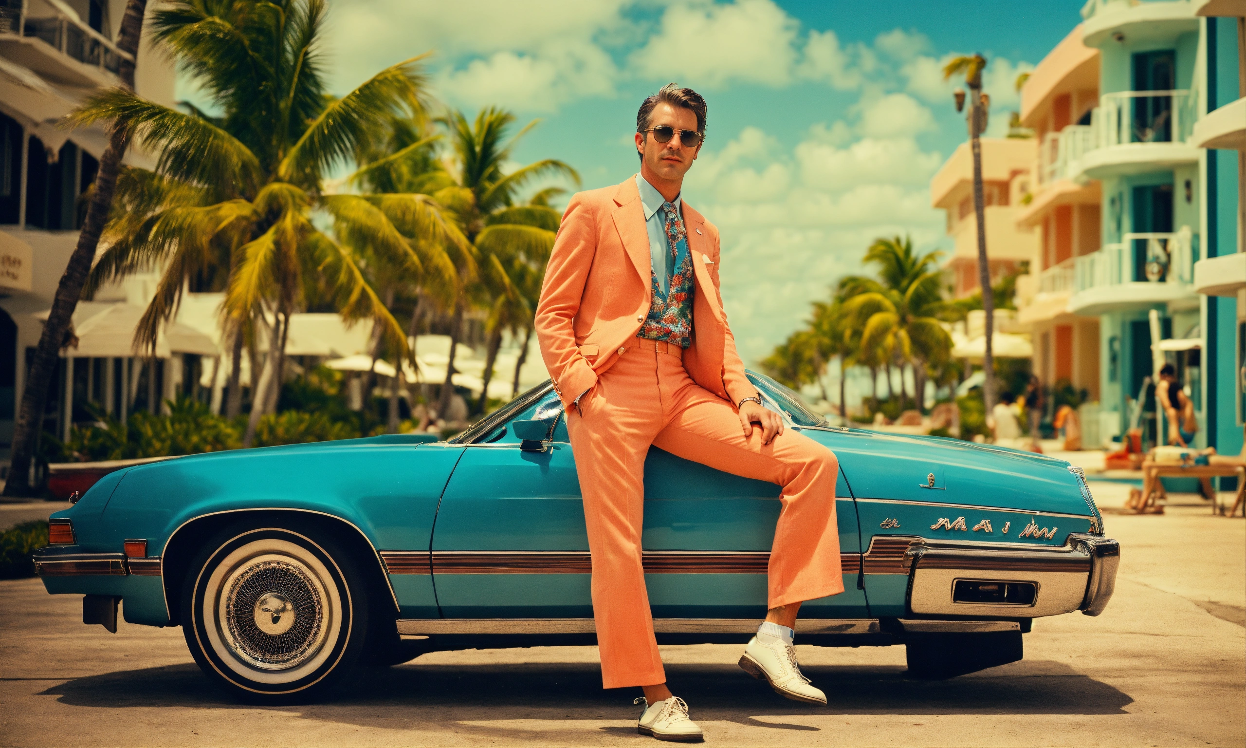 Lexica - Charming man retro America style 1970-1990, Miami Beach ...