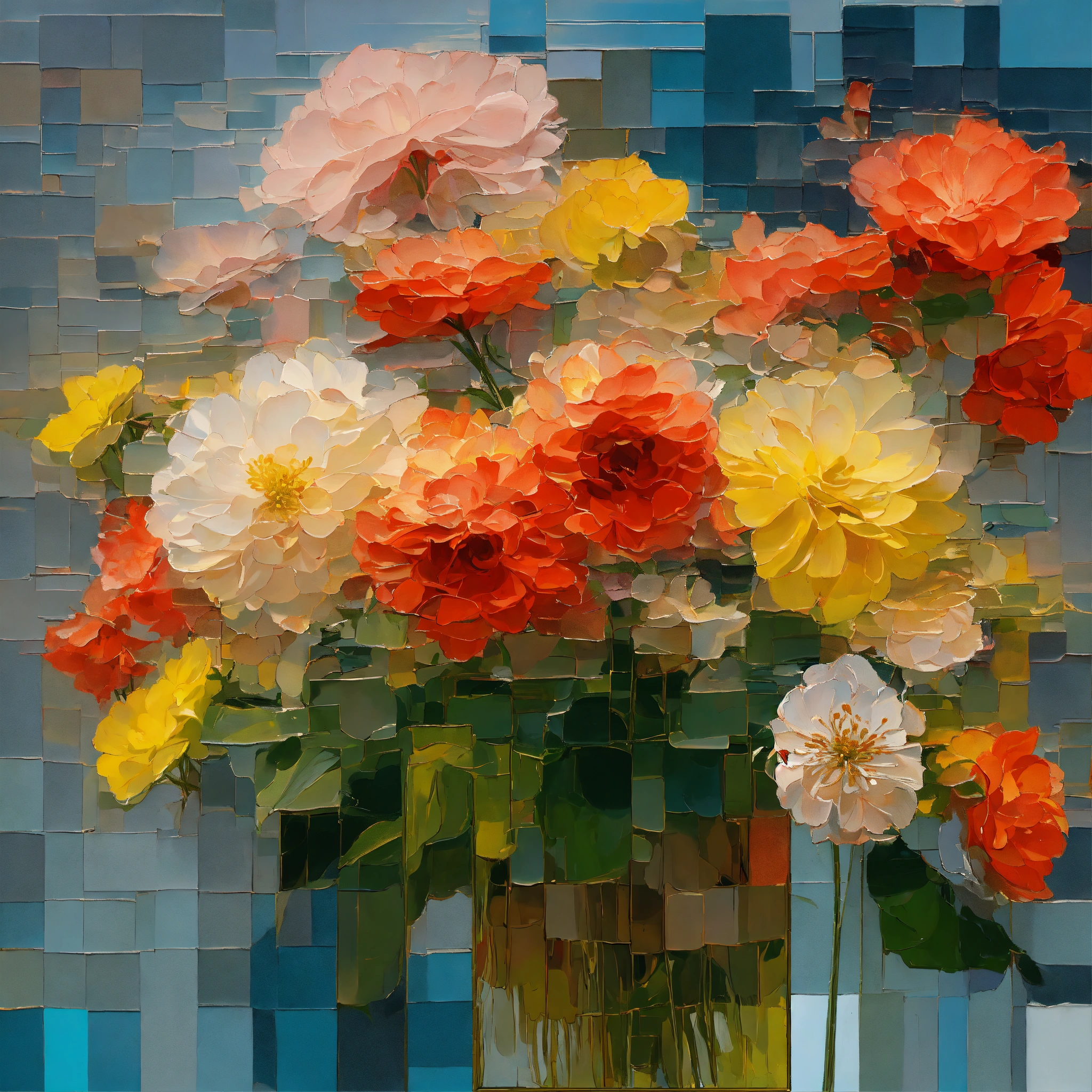 Lexica - Flowers, oil painting, transparent, in style, generative art ...