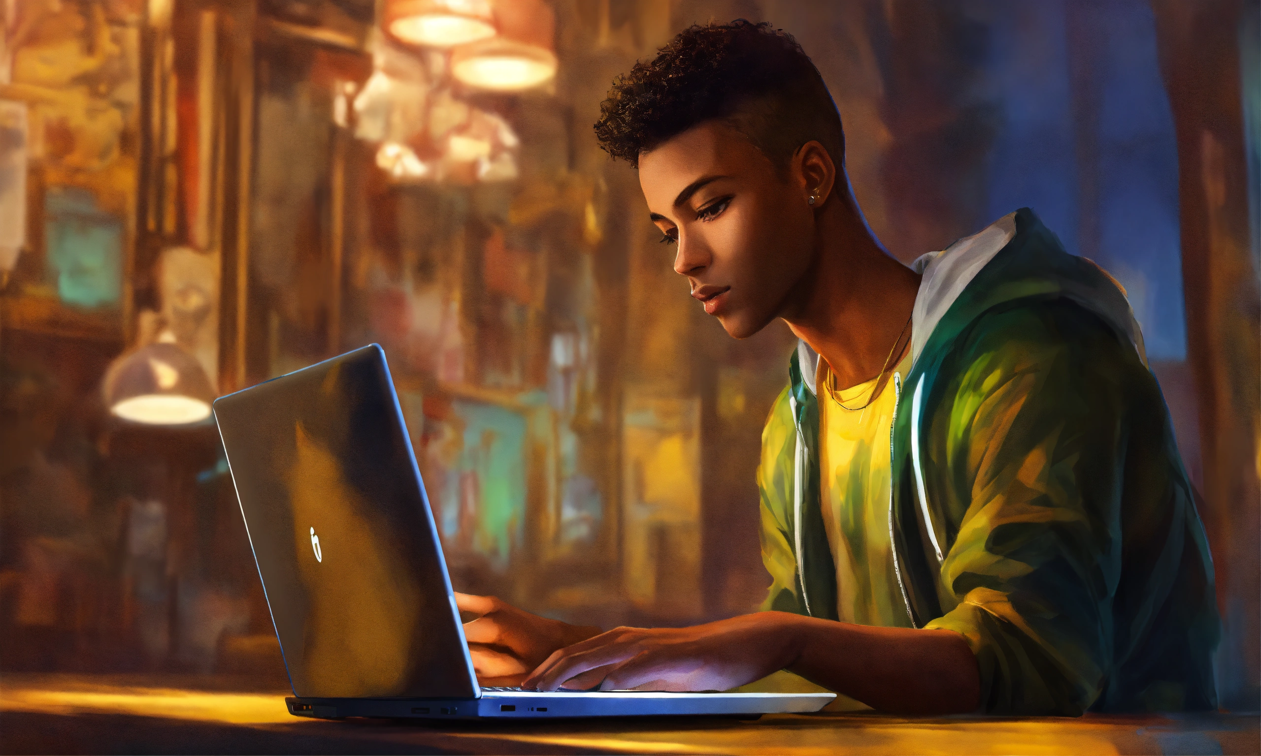 Lexica - Young person touching the sreen of a laptop with one finger ...