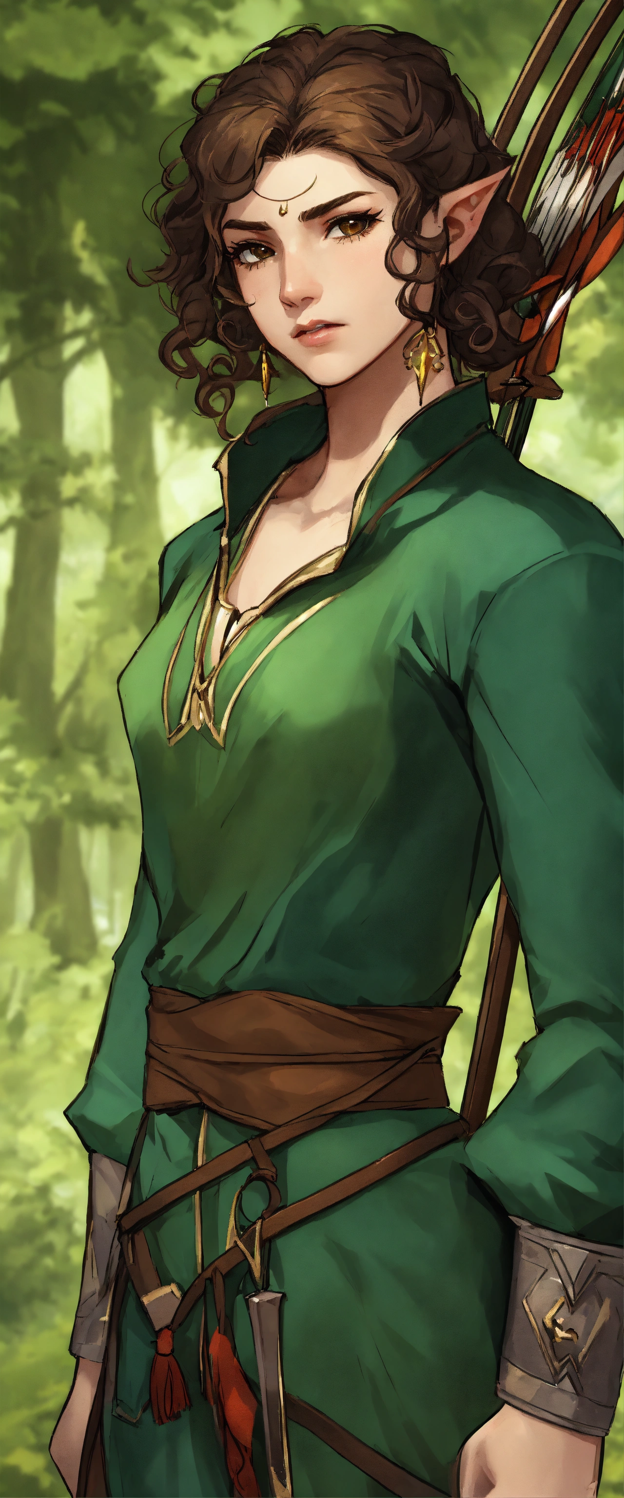 Lexica - Character art of a 24-year-old female wood elf, curly hair ...