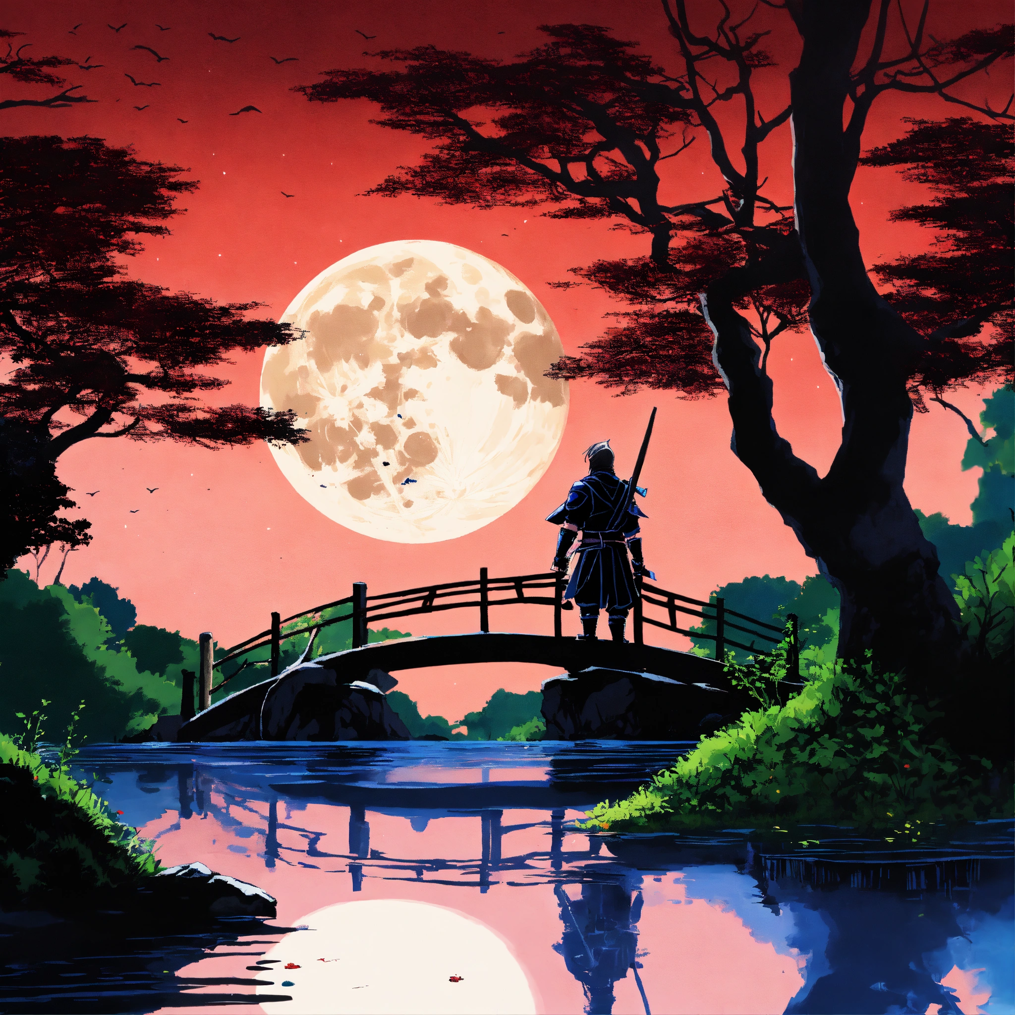 Lexica - Anime style, ninja hiding behind a tree, his mask is off, blue ...