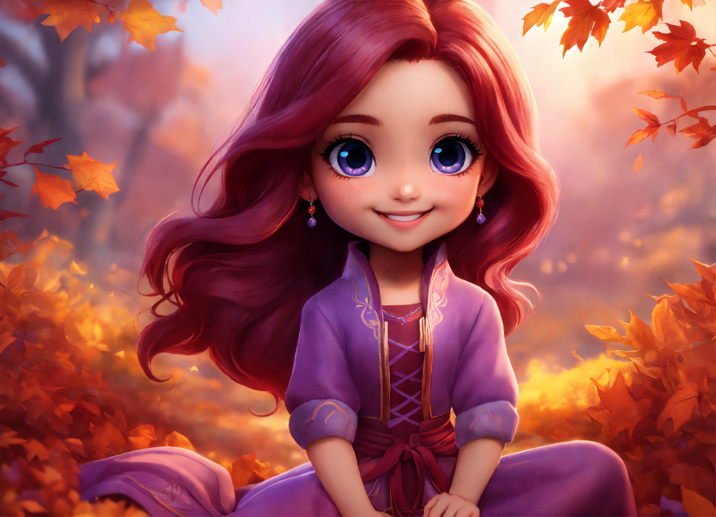 Lexica - 4D kawaii chibi girl with big smiling eyes and long hair ...