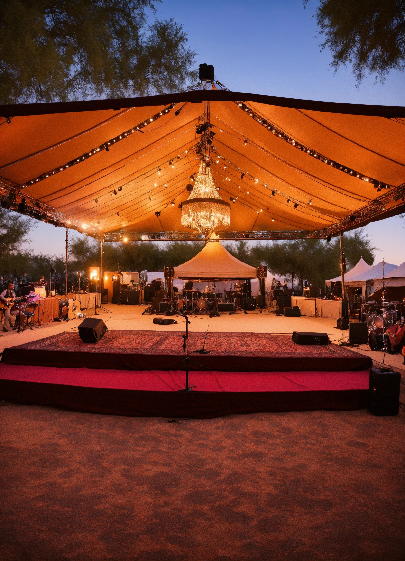 Lexica - Elegant desert Arabian tent themed outdoor concert stage with ...