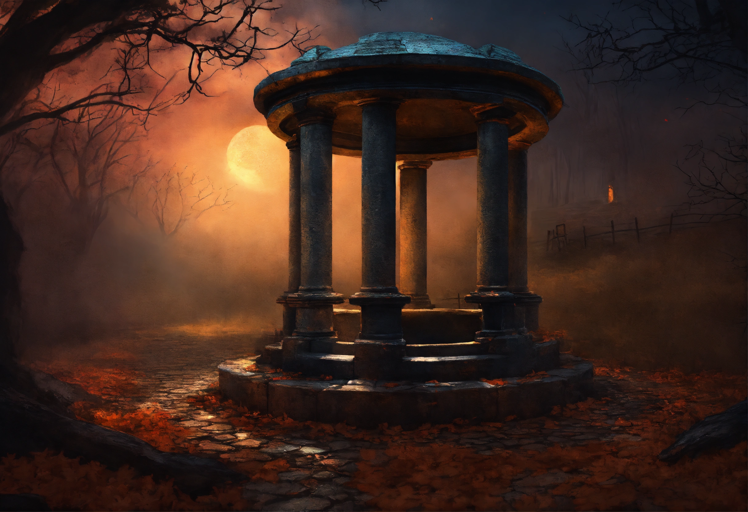 Lexica - A haunted well with dark fantasy background