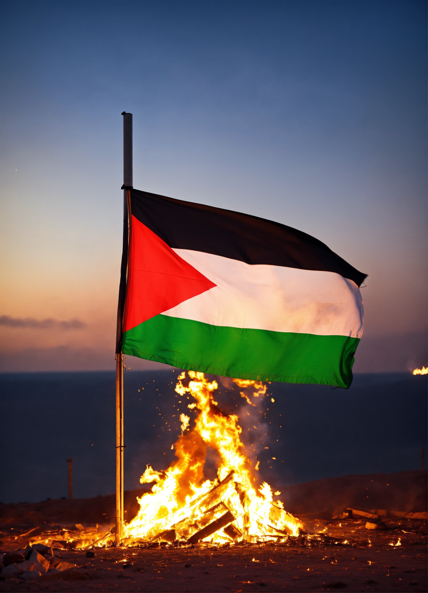 Lexica - Palestine flag on fire