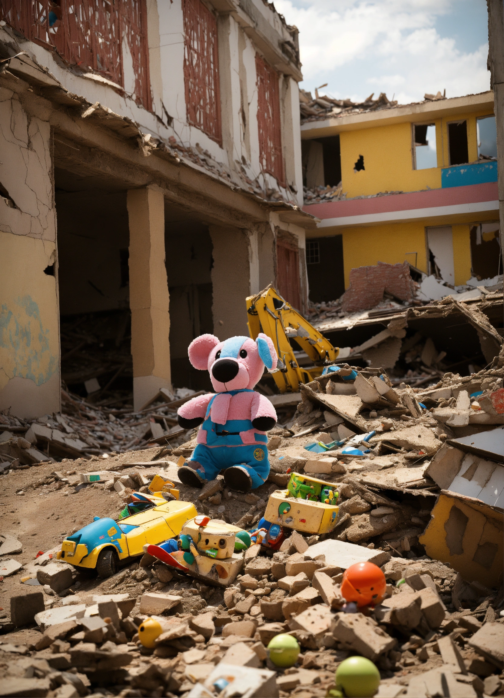 Lexica - A child's toy among the collapsed buildings