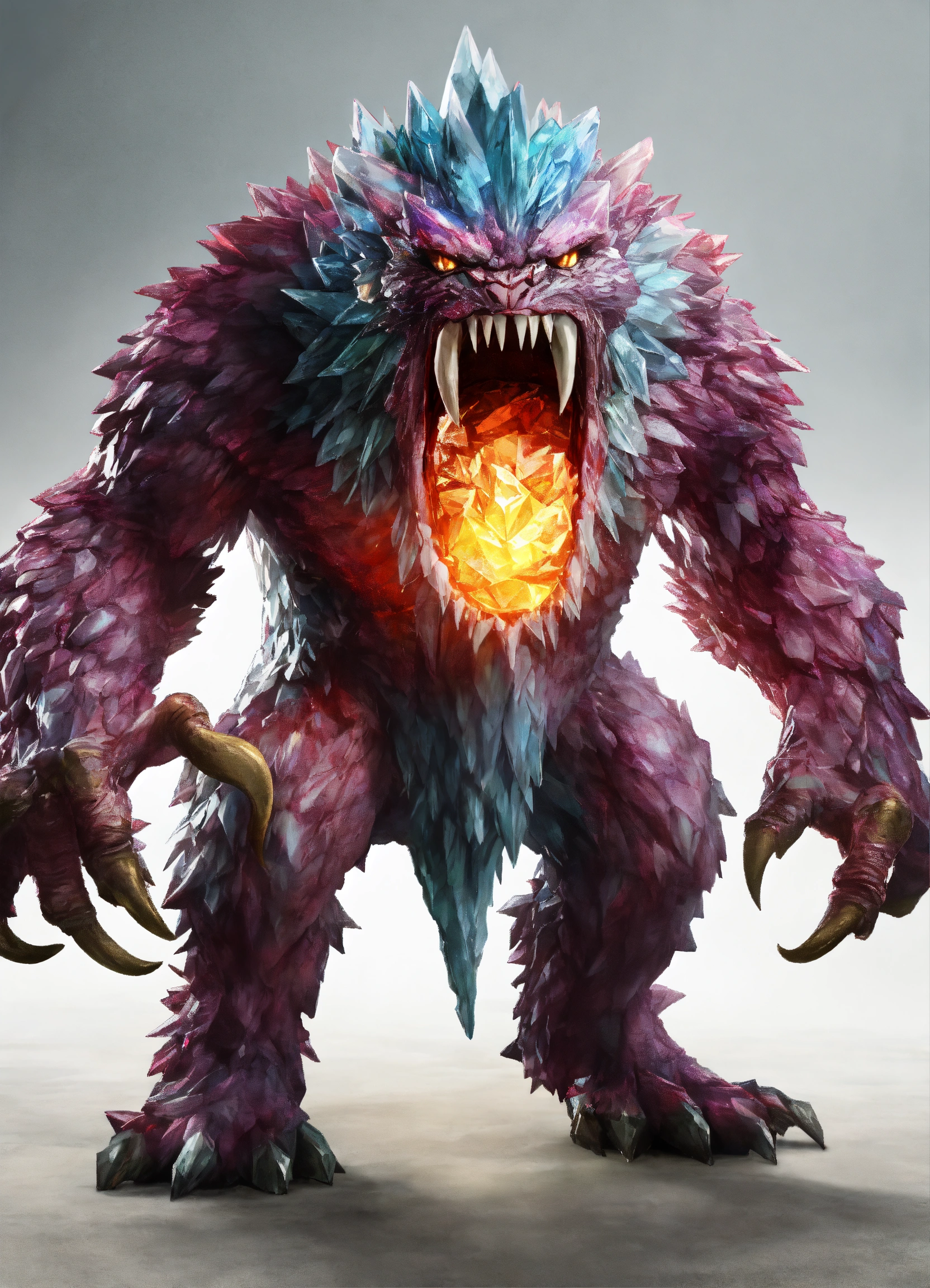 Lexica - Angry crystal monster; full body; ultra-realistic; solid white ...