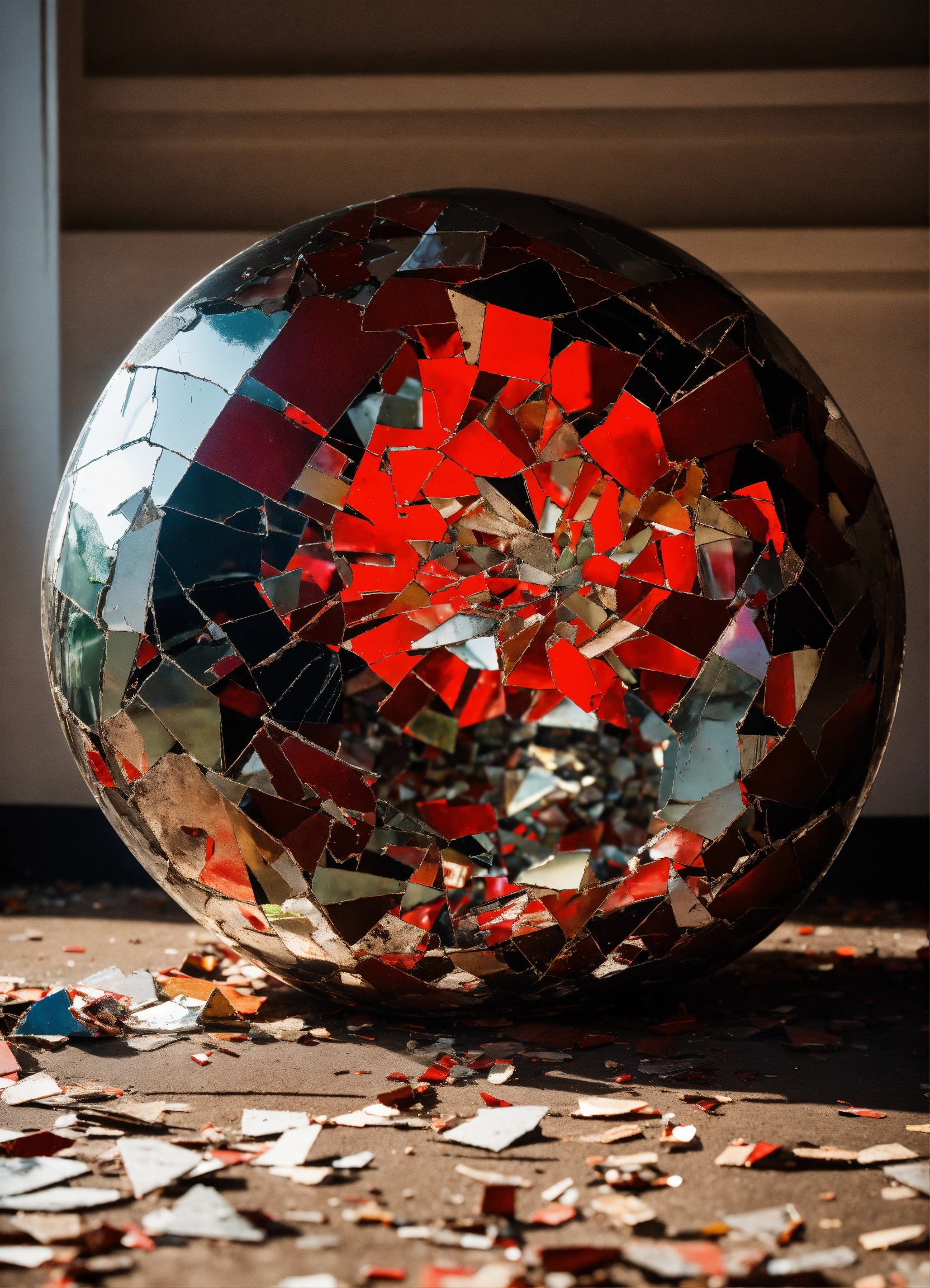 Lexica - A shattered mirror on the ground, reflecting a fragmented ...
