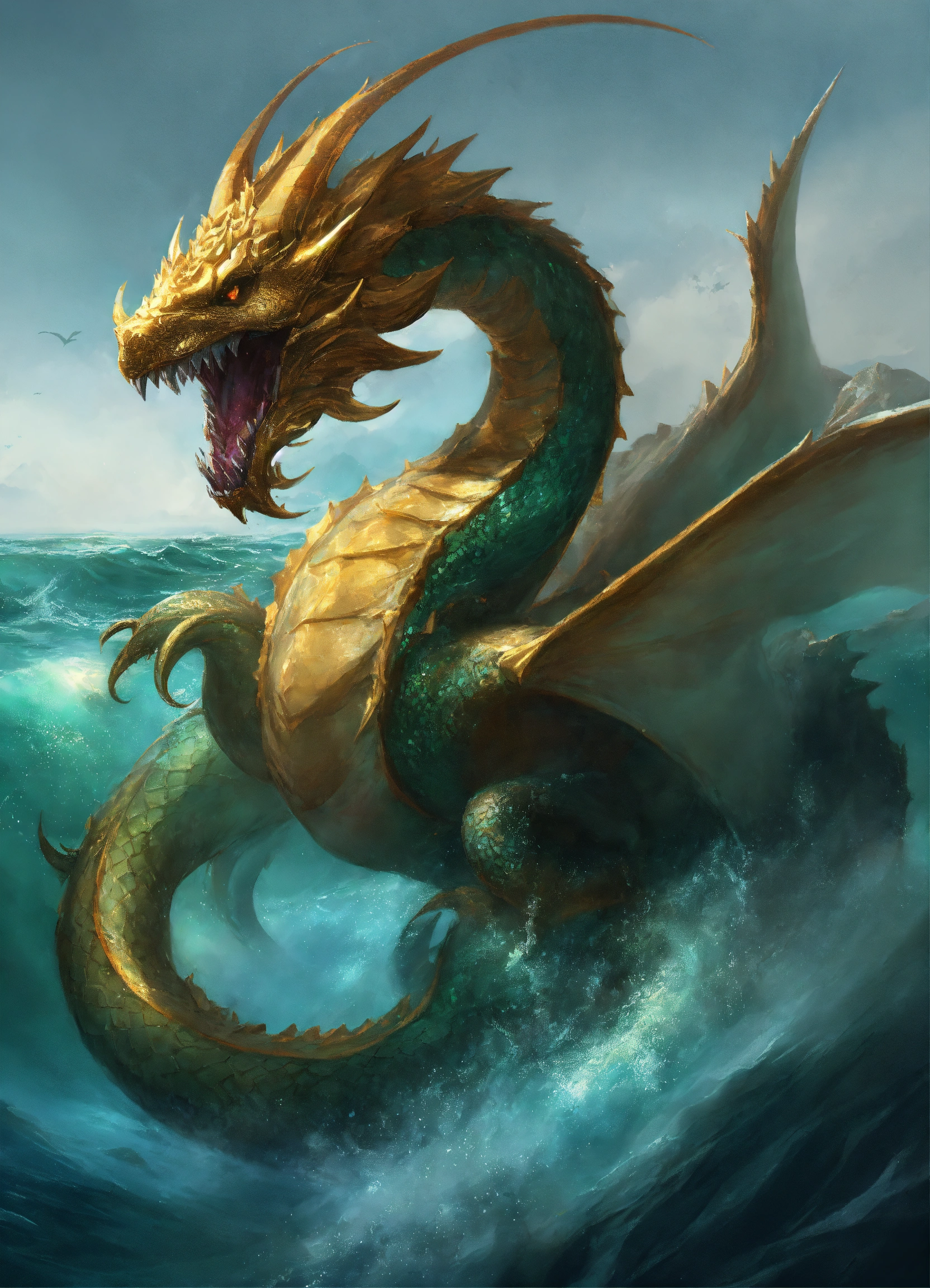 Lexica - Great wyrm of the sea concept art