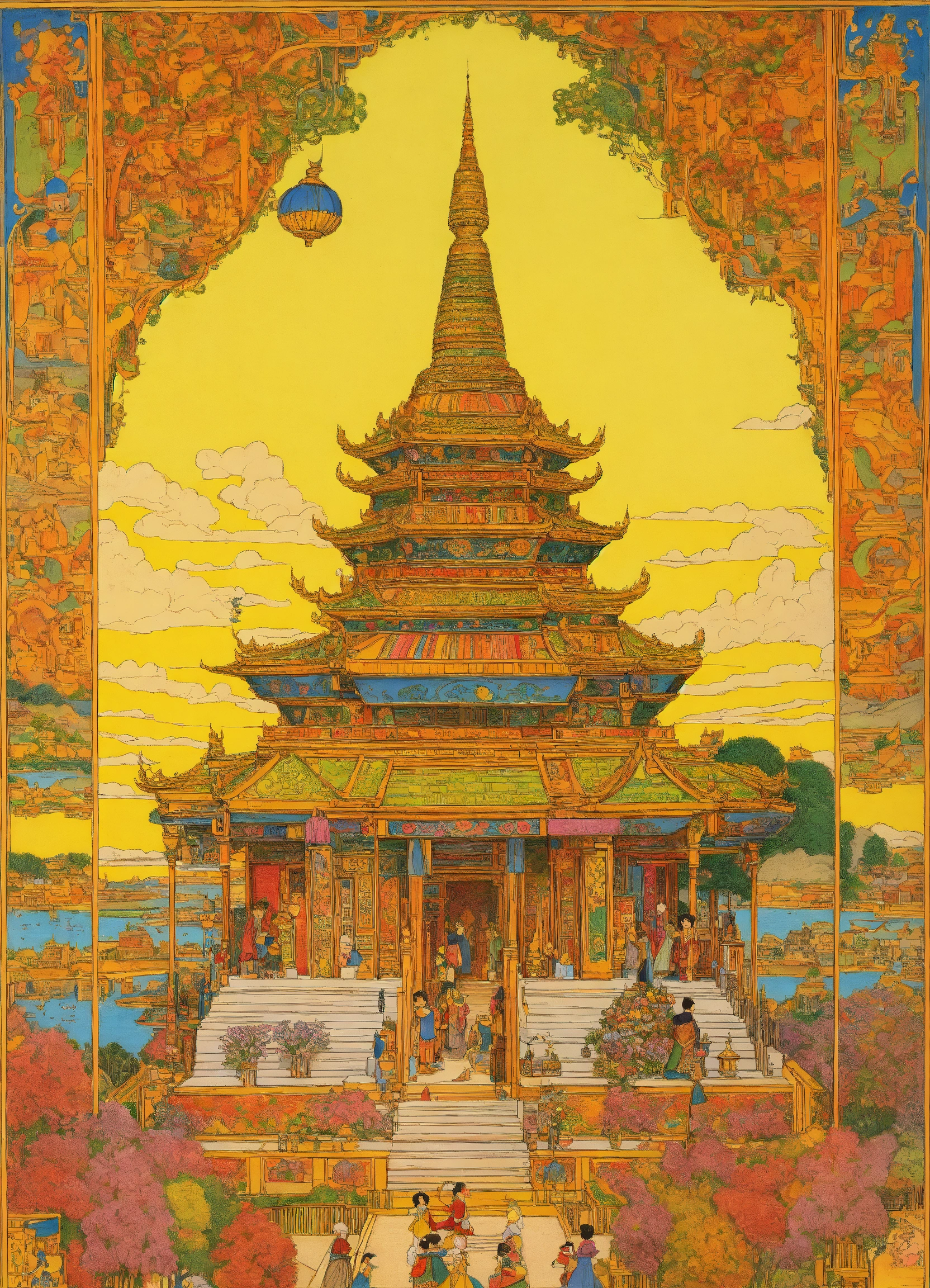 Lexica - Burmese drawing The Movement of Eternal Happiness. Line ...