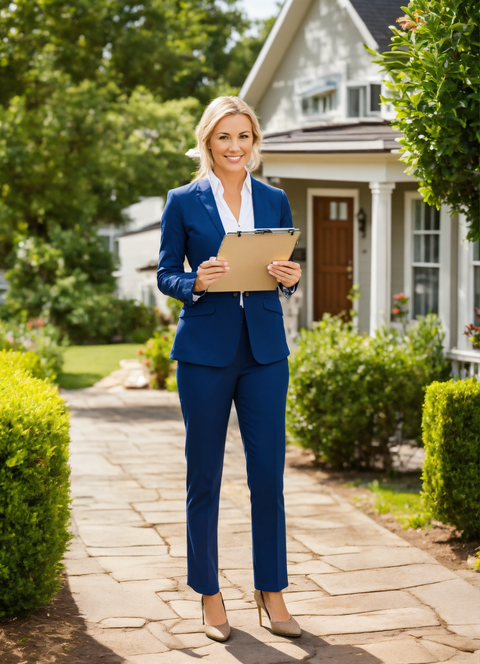 Lexica - Successful real estate agent standing in front of a house ...