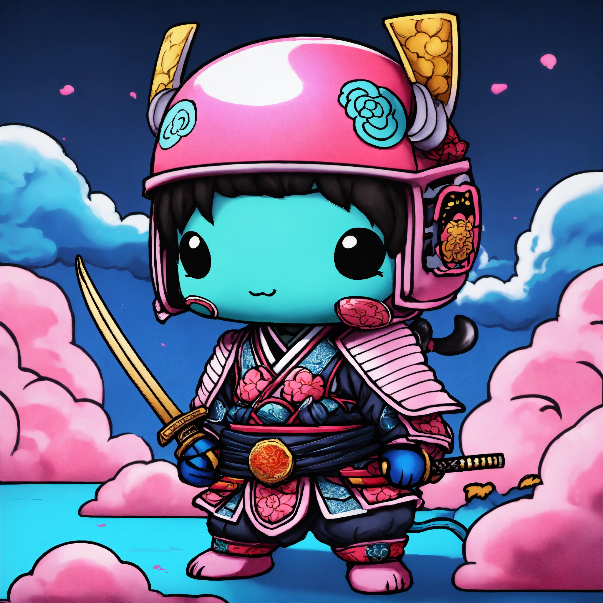 Lexica - There is a chibi gamer on a cotton candy bright neon ...