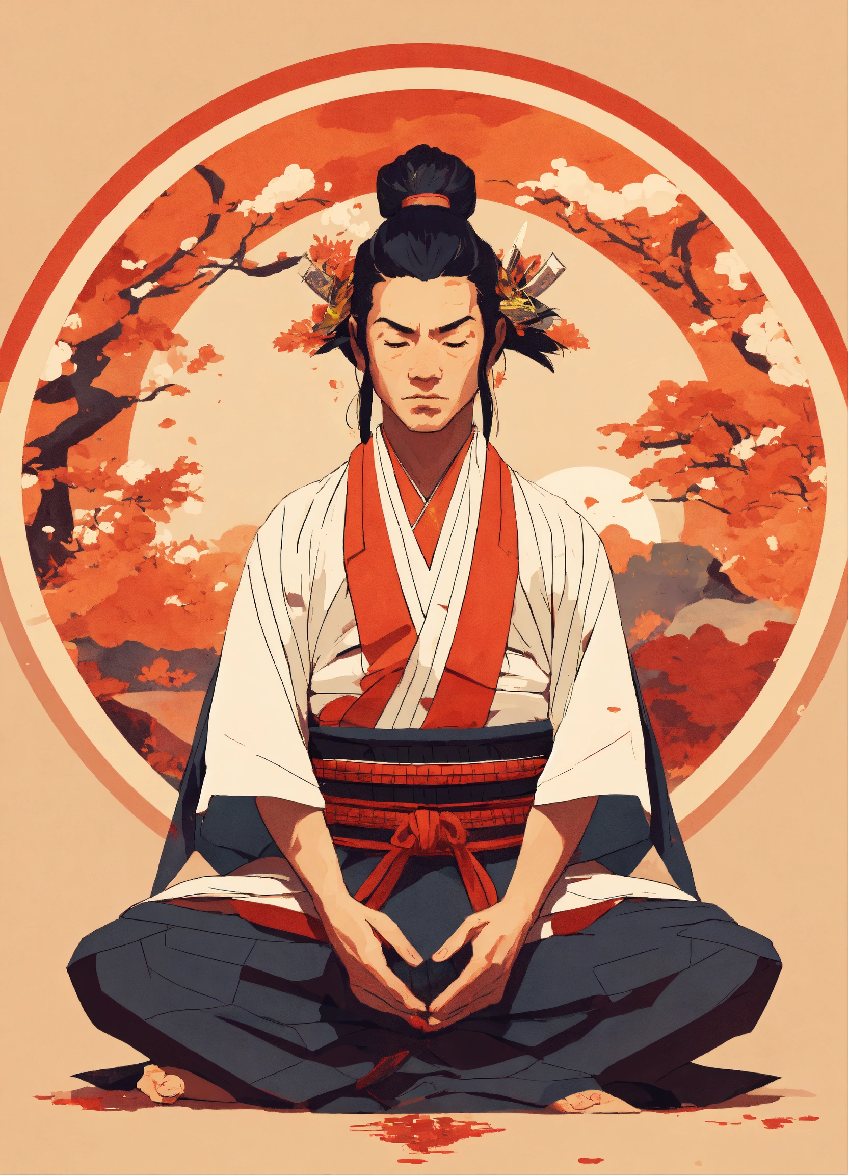 Lexica - Samurai meditation in Dojo, by Sachin Teng, in the circle ...