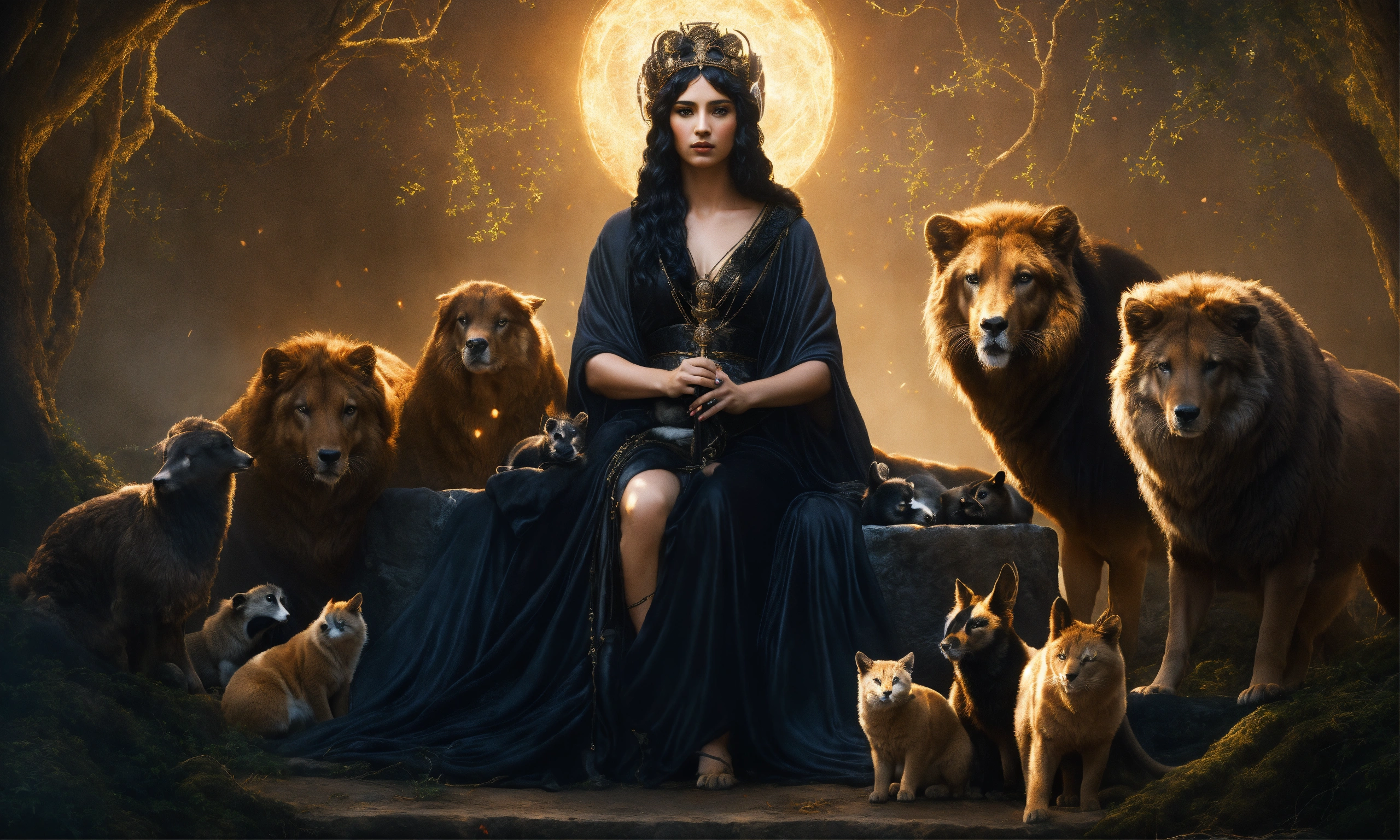 Lexica - Greek goddess Hecate, black hair, adorned in a flowing black ...