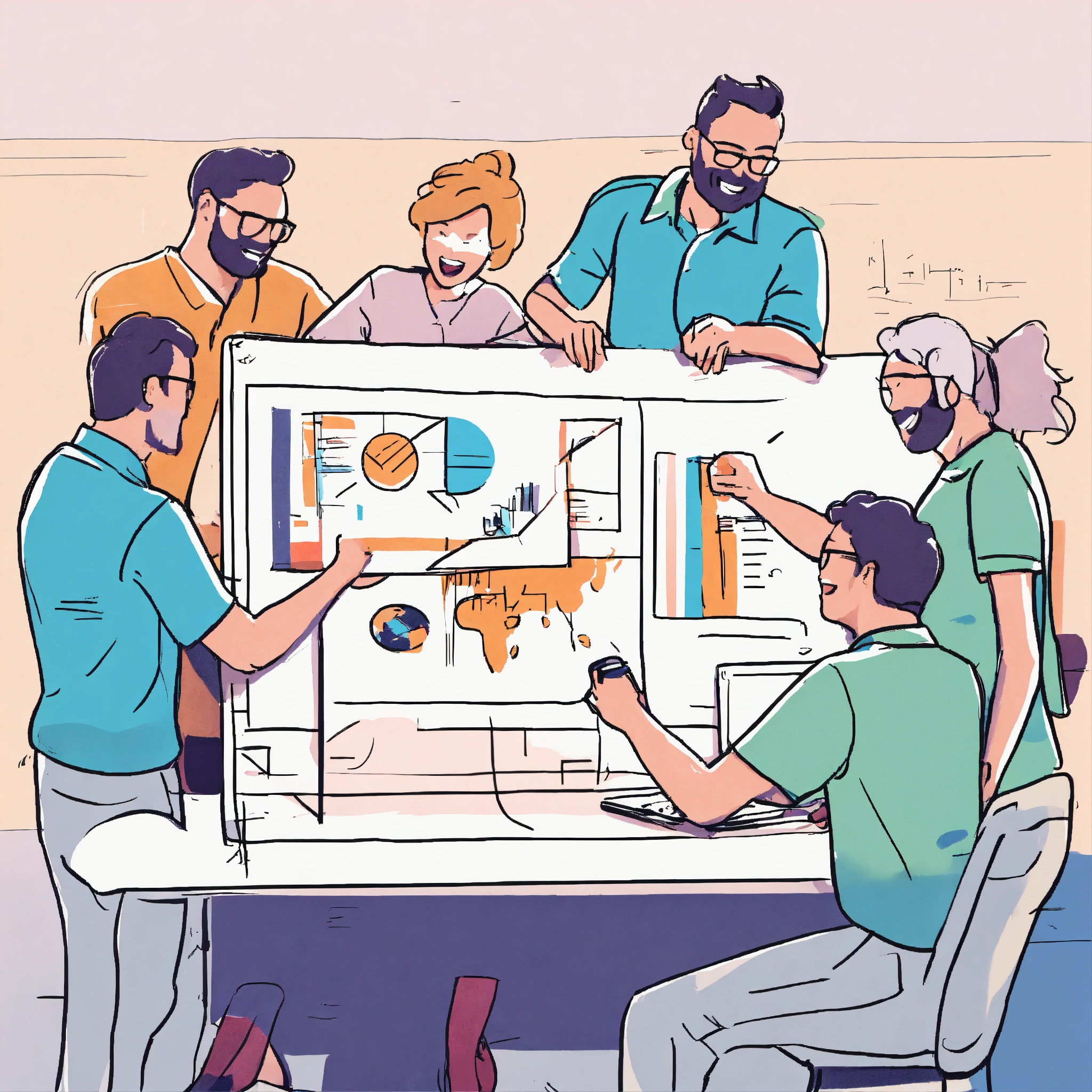 Lexica - Very simple drawing of happy colleagues working together ...