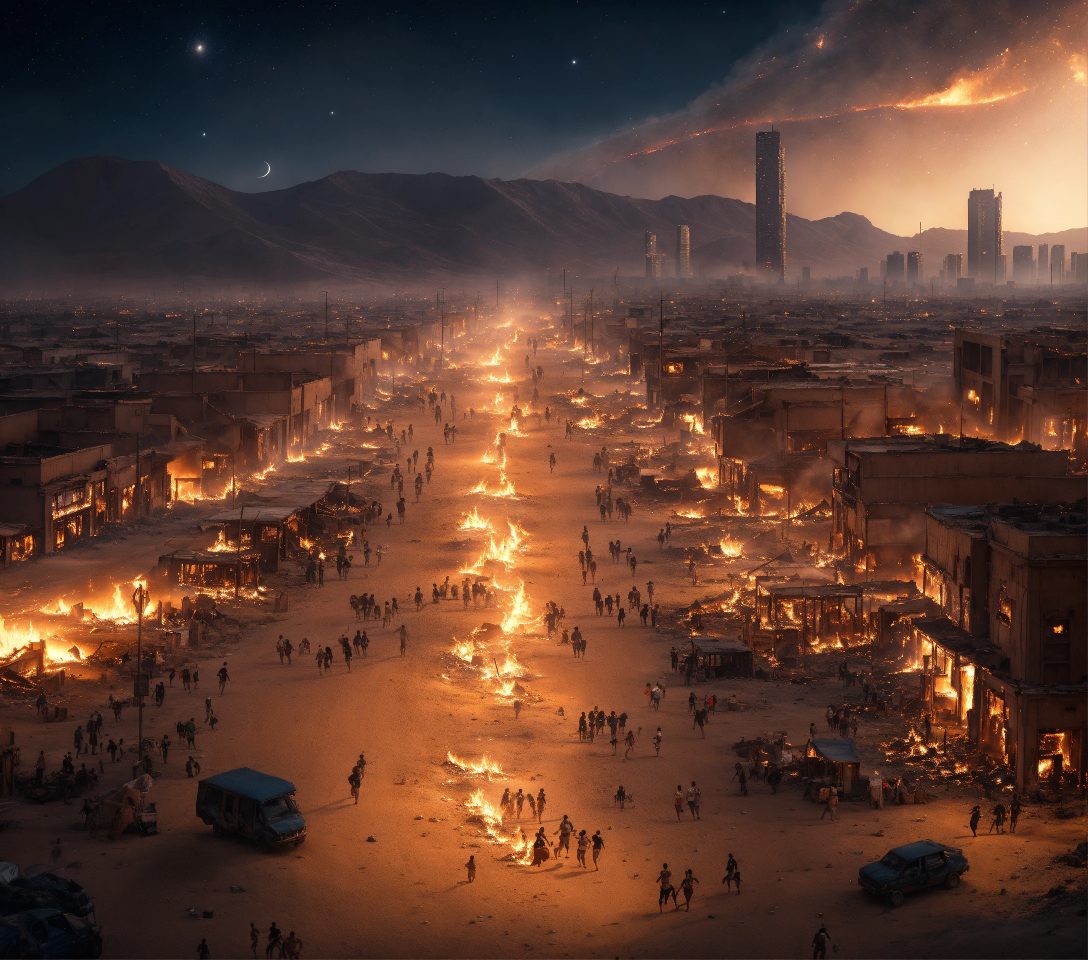 Lexica - A highly detailed night photo of a chaotic city avenue in a ...