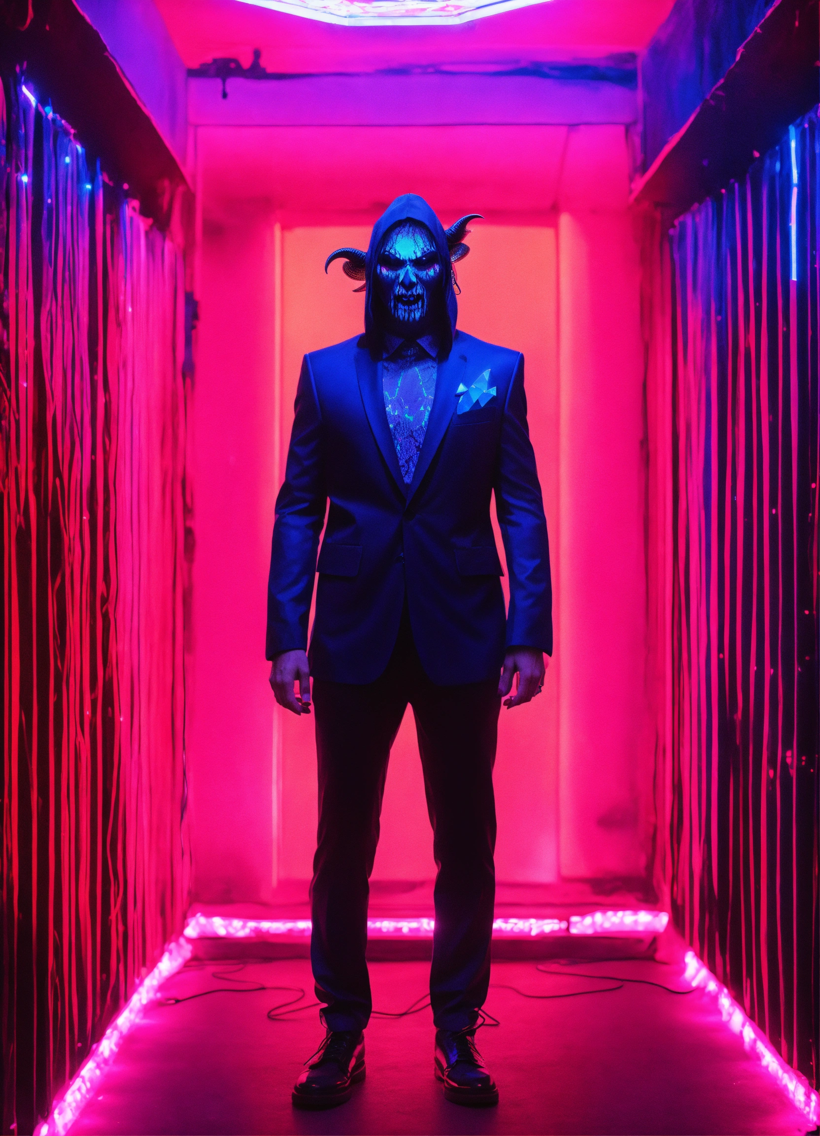 Lexica - Photorealistic the grudge in a diamond suit in a Blacklight ...