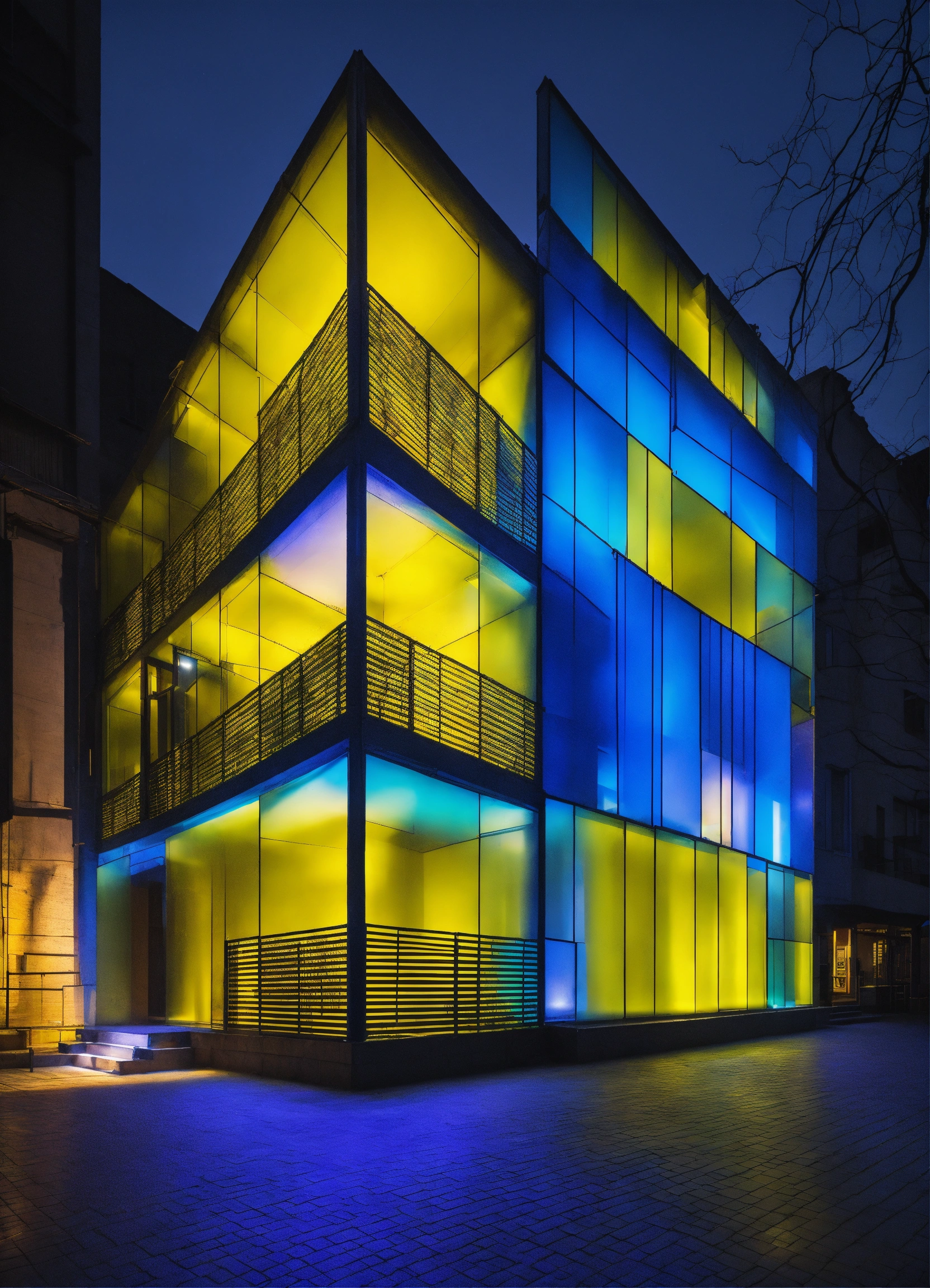 Lexica - Translucent facade, blue and yellow color theme, surreal ...